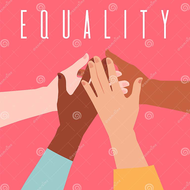 Clasped Hands, Poster on the Theme of Equality. Flat Style. Stock ...