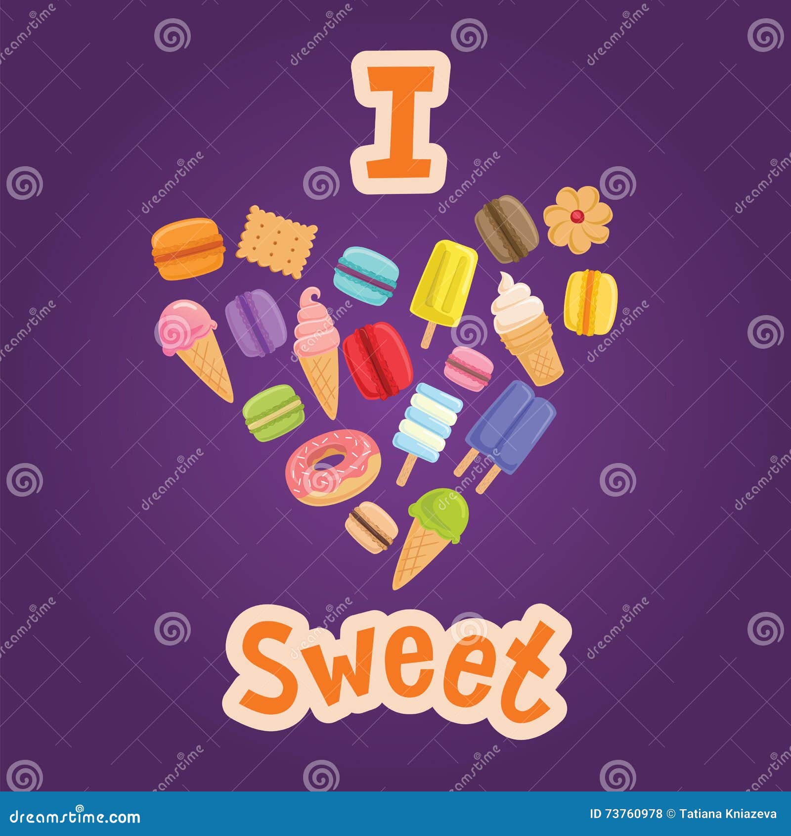 Poster I Love Sweet. Vector Illustration Stock Vector - Illustration of ...