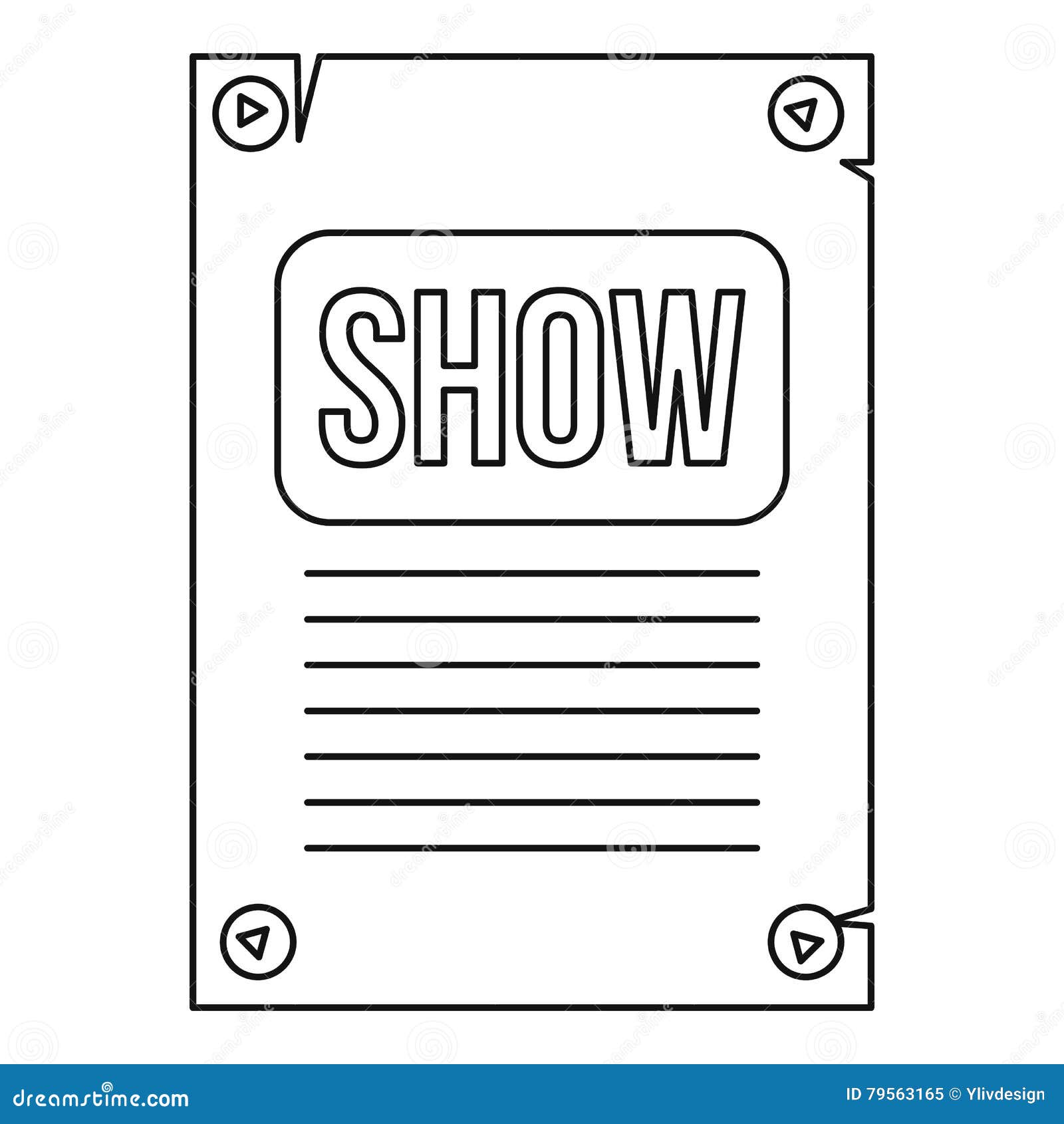 Poster icon, outline style stock vector. Illustration of entertainment ...