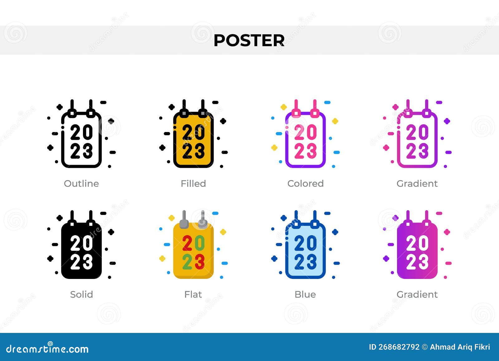 Poster Icons in Different Style. Poster Icons Set. Holiday Symbol ...