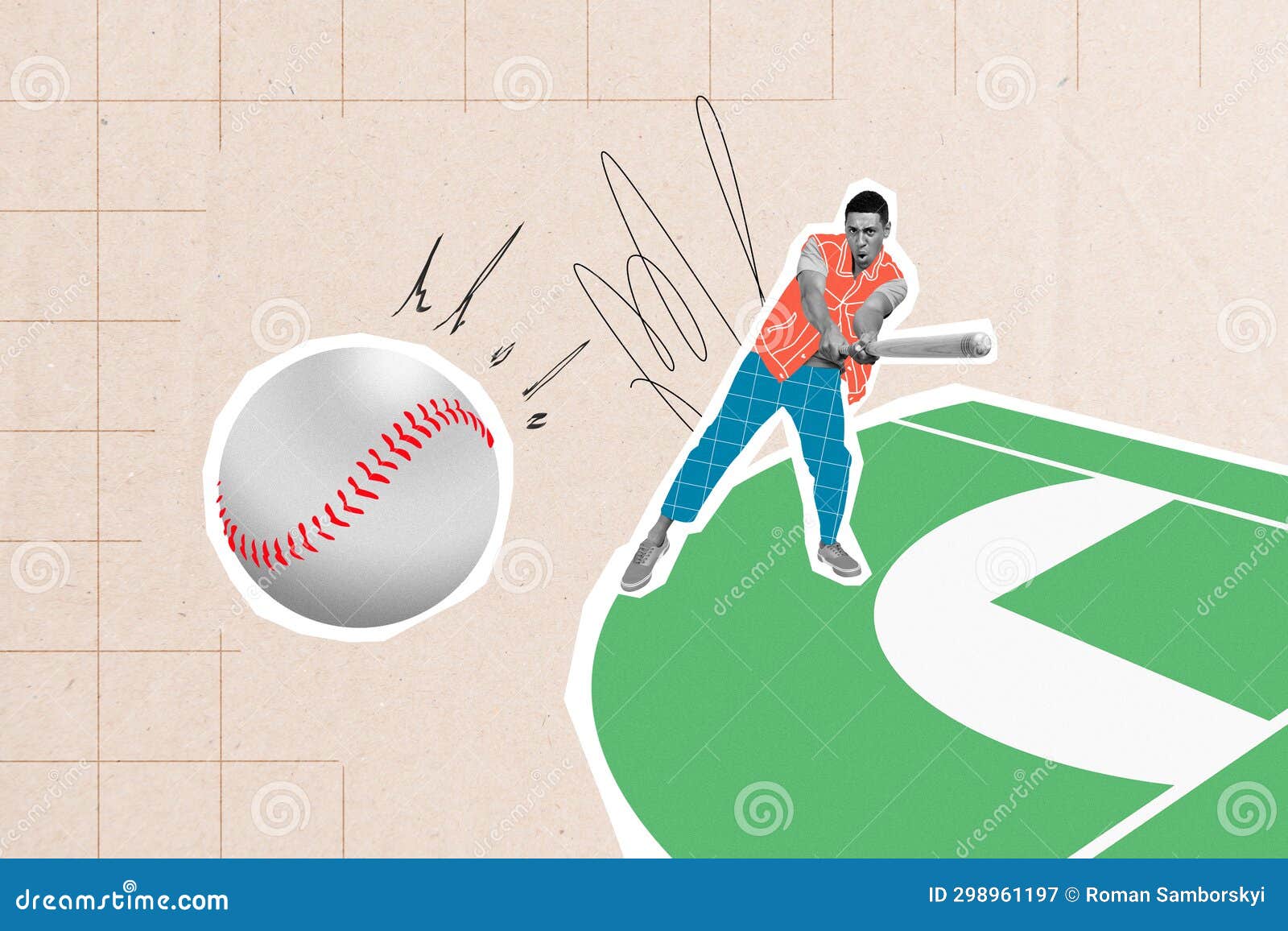 Poster Image Collage of Professional Player Playing Baseball Game ...