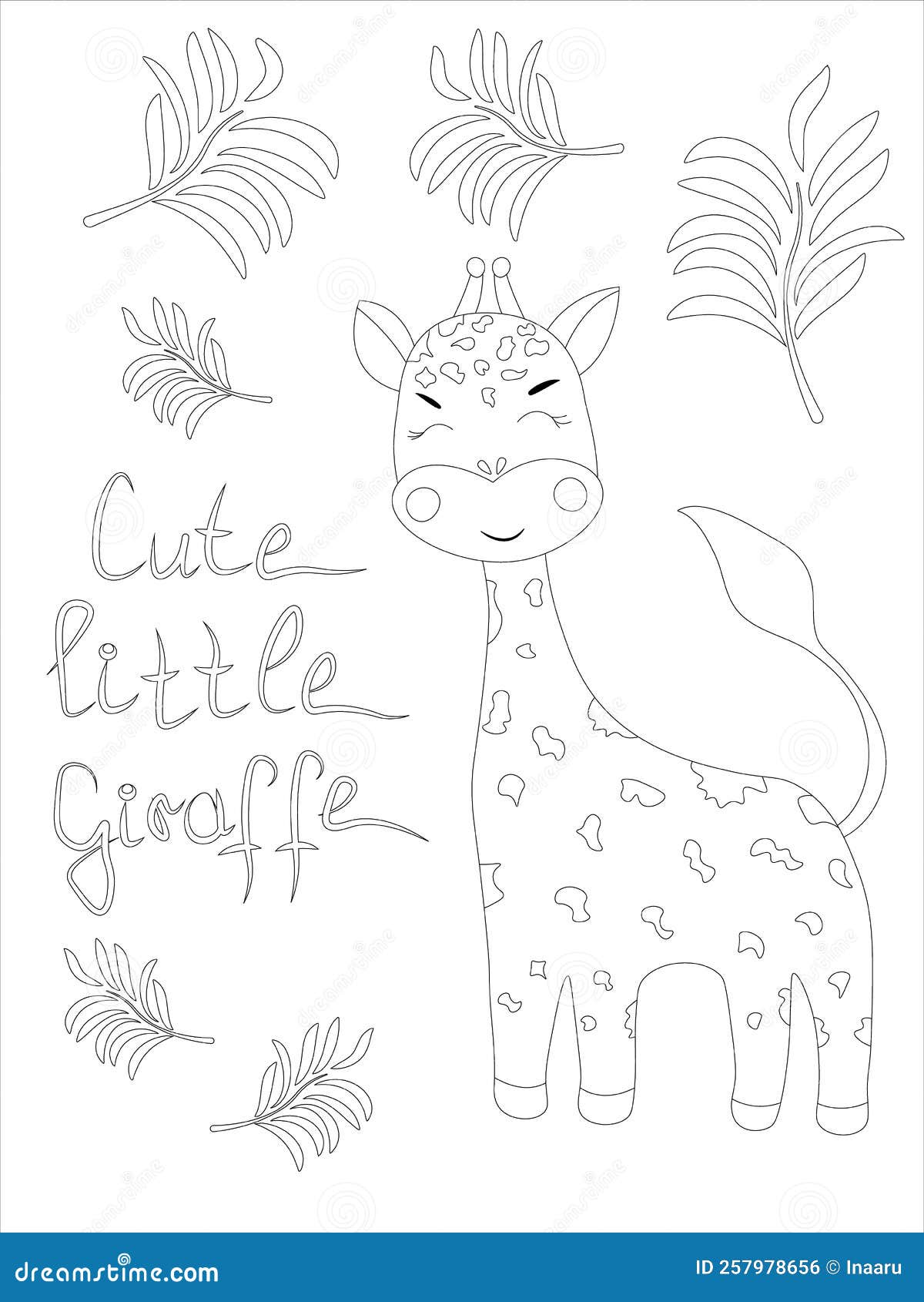 Poster with the Image of a Cute Giraffe in Lines Stock Illustration ...