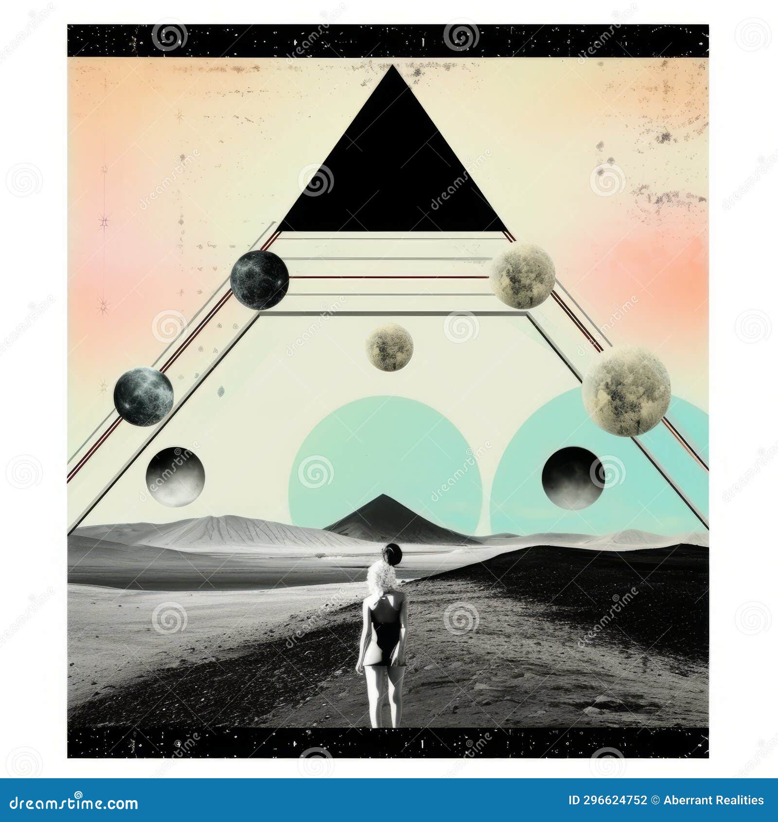 A Poster with an Image of a Man Standing in Front of a Pyramid Stock ...