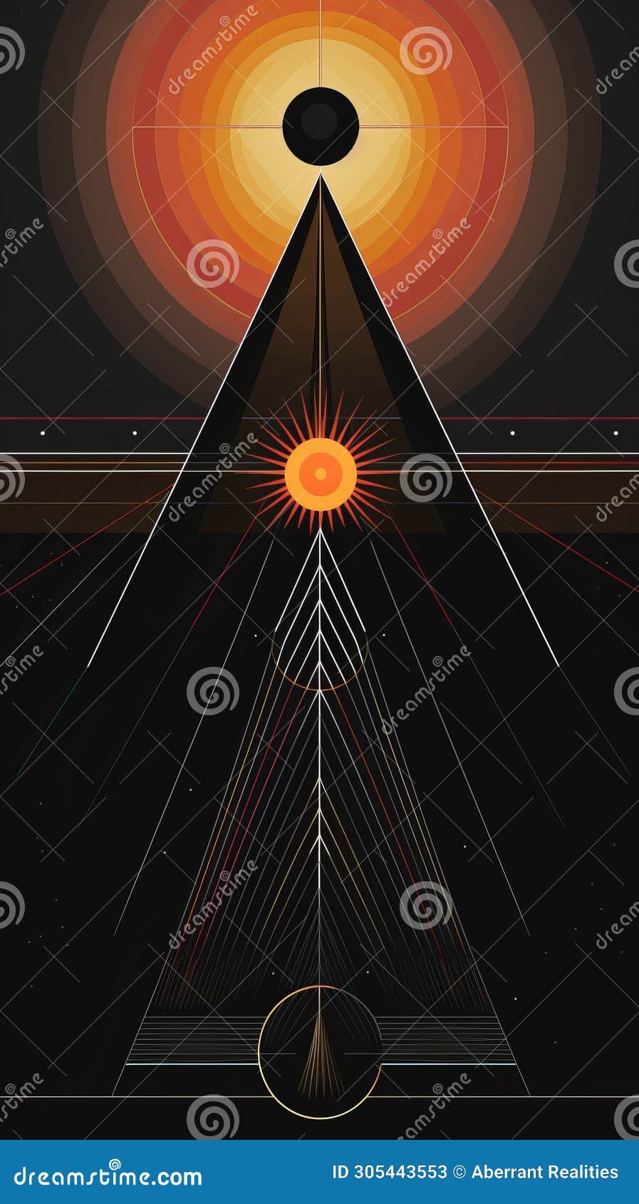 A Poster with an Image of a Pyramid and Sun Stock Illustration ...