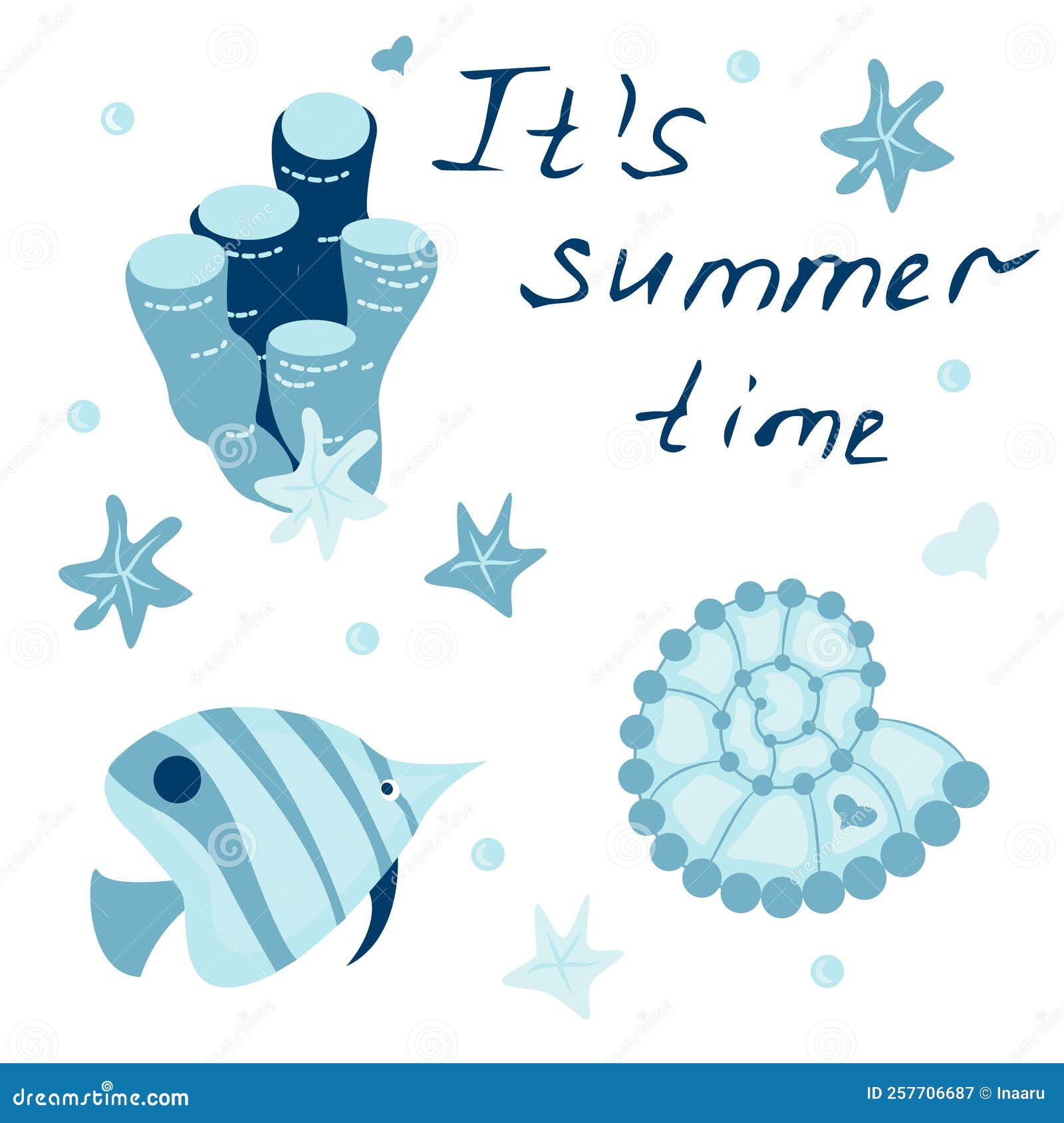 Poster with the Image of a Sea Fish, Seashells Stock Vector ...