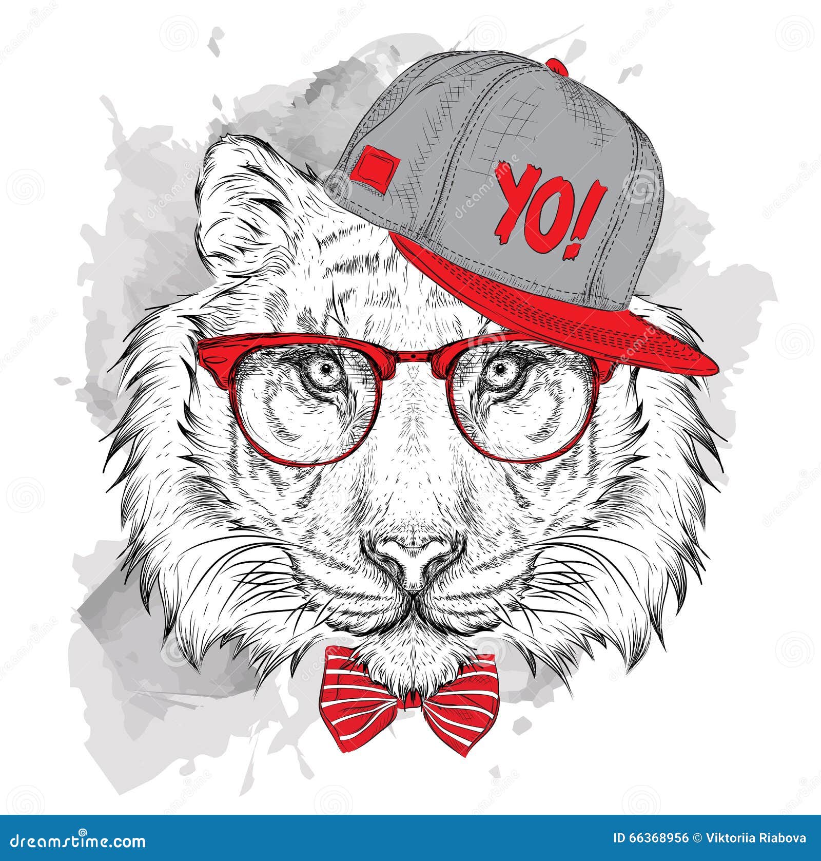 The Poster with the Image Tiger Portrait in Hip-hop Hat. Vector ...