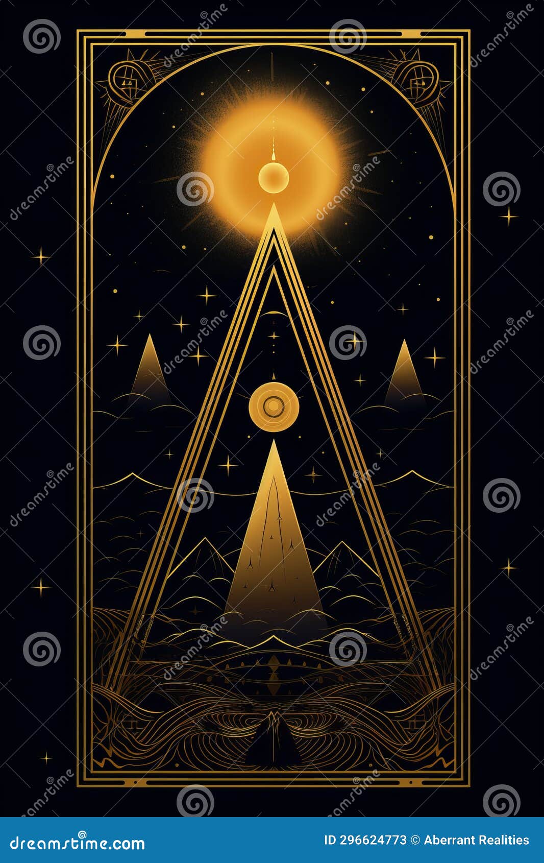 A Poster with an Image of a Triangle and a Sun in the Sky Stock ...