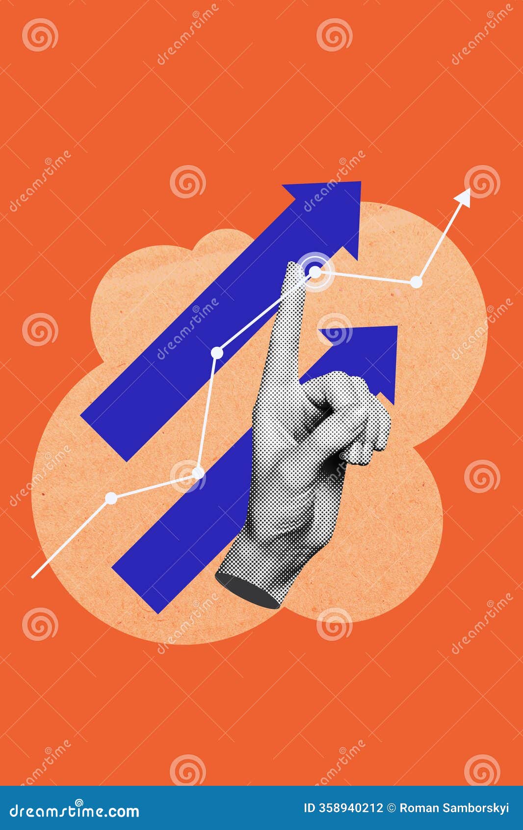 Poster Image Vertical Photo Collage of Businessman Hand Index Finger ...