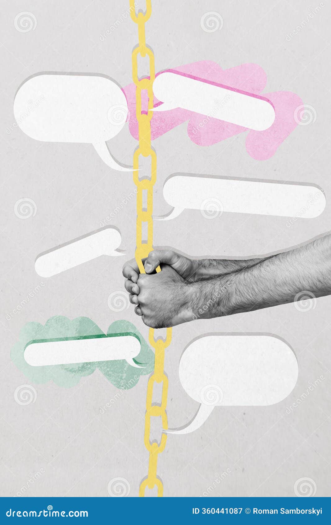 Poster Image Vertical Photo Collage of Hands Pull Metal Chain Trap Icon ...