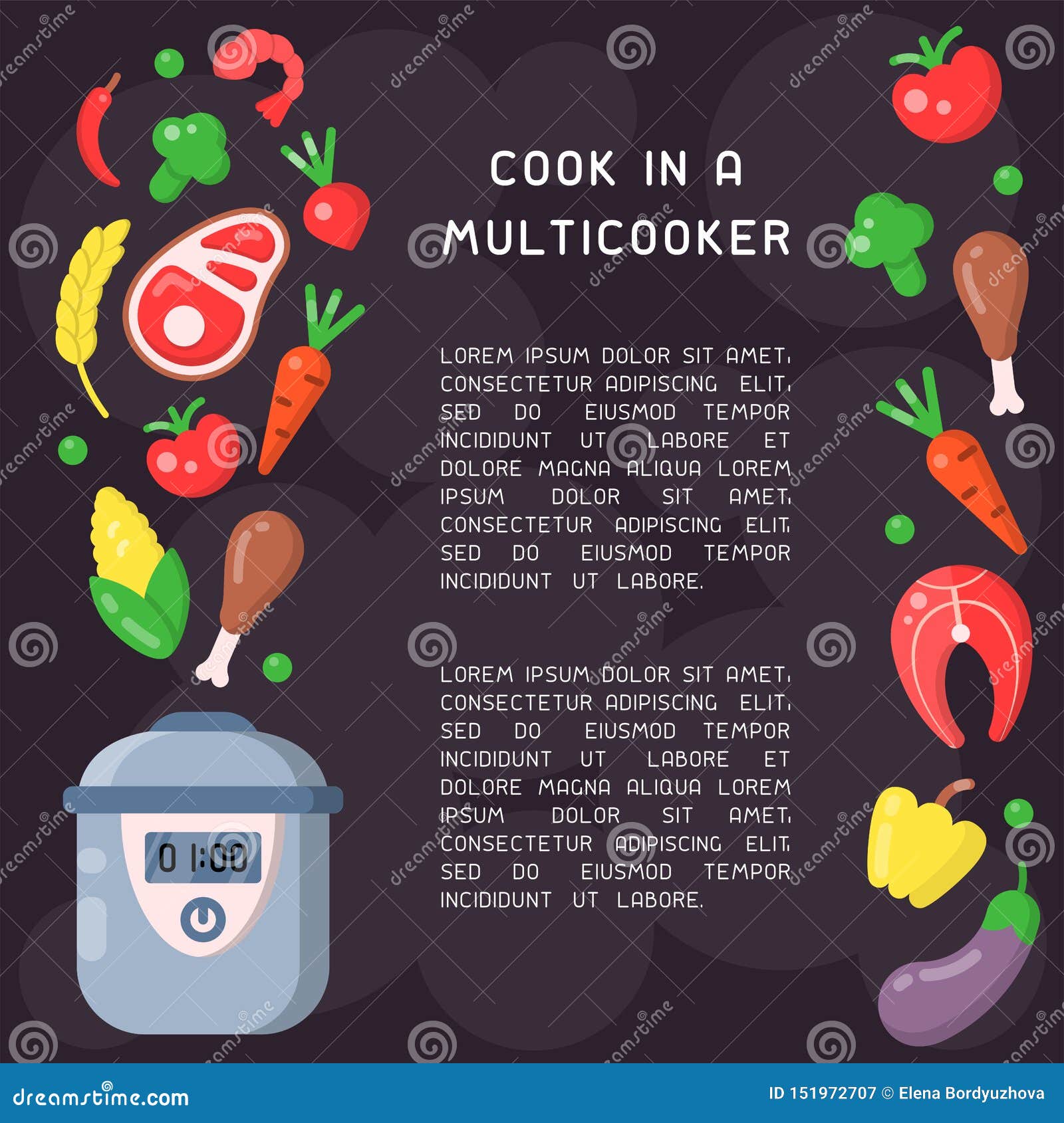 Poster with Information about Cooking in a Multicooker Stock Vector ...
