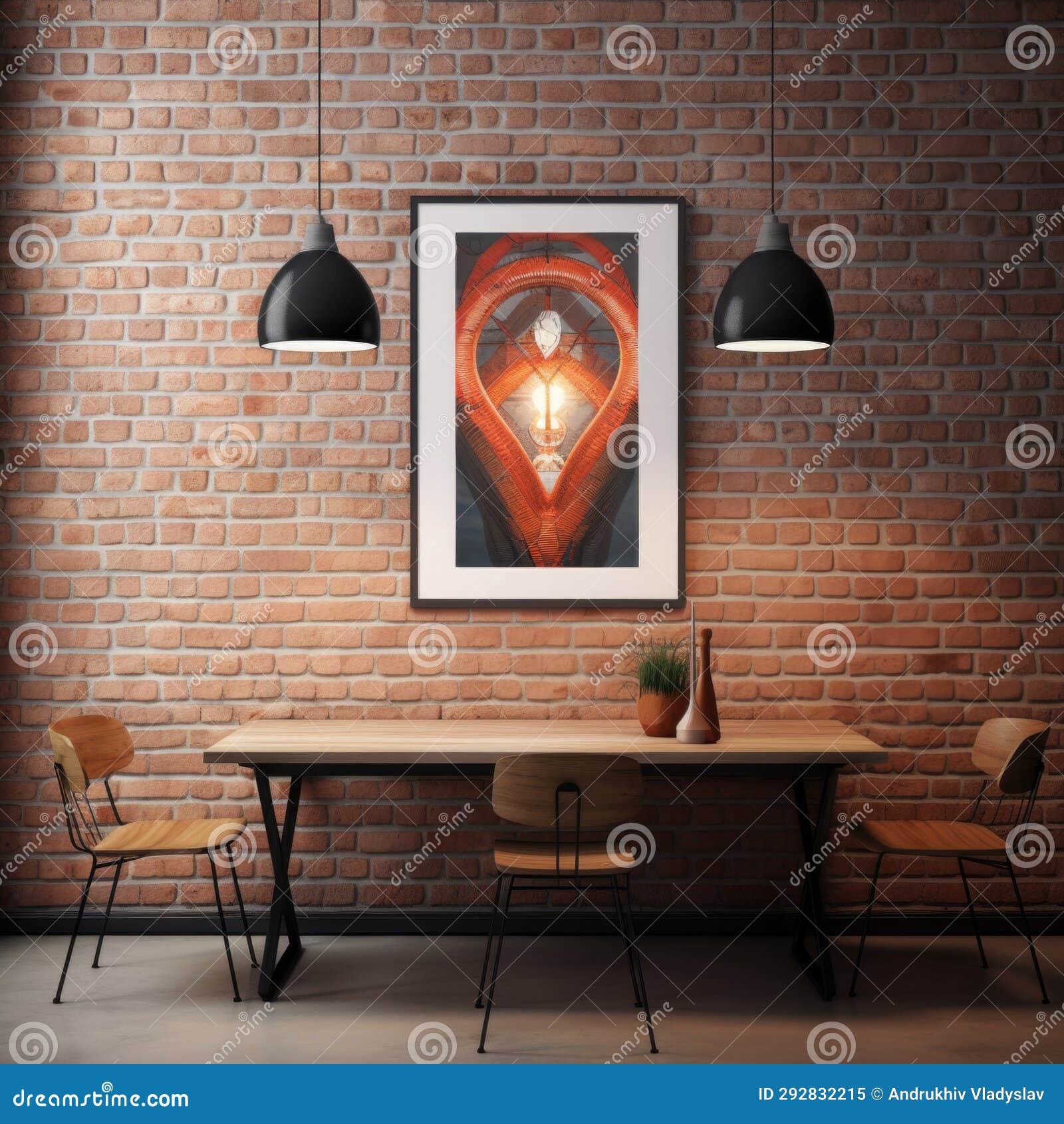 Poster and Lamps Over the Brick Wall Stock Illustration - Illustration ...