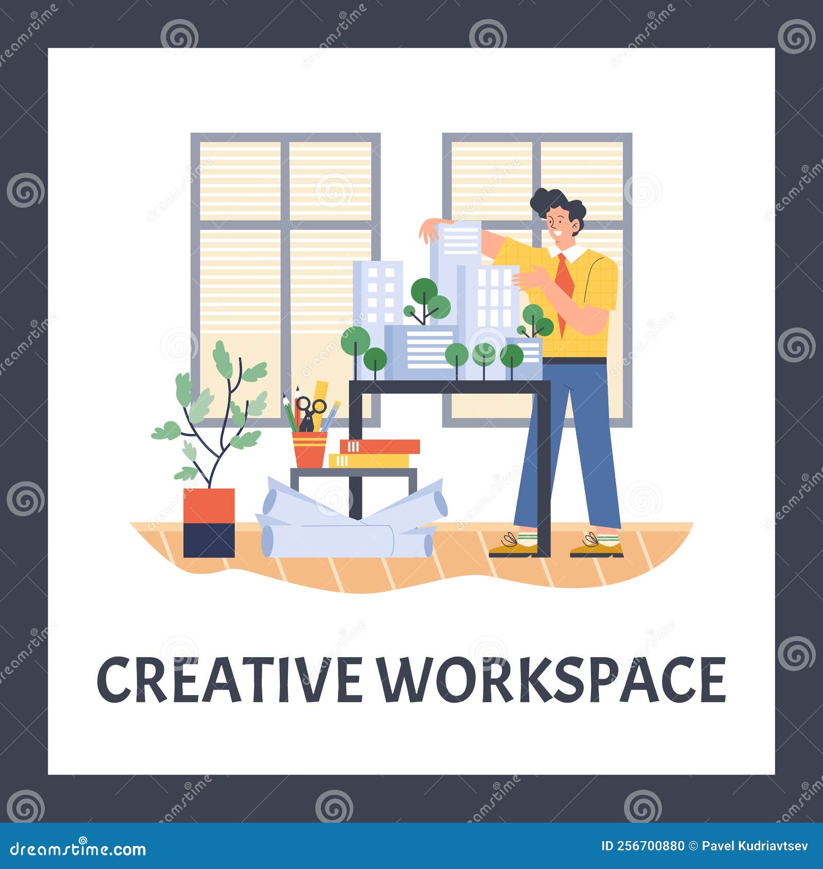 Poster about Landscape Designer Creative Workspace Flat Style Stock ...