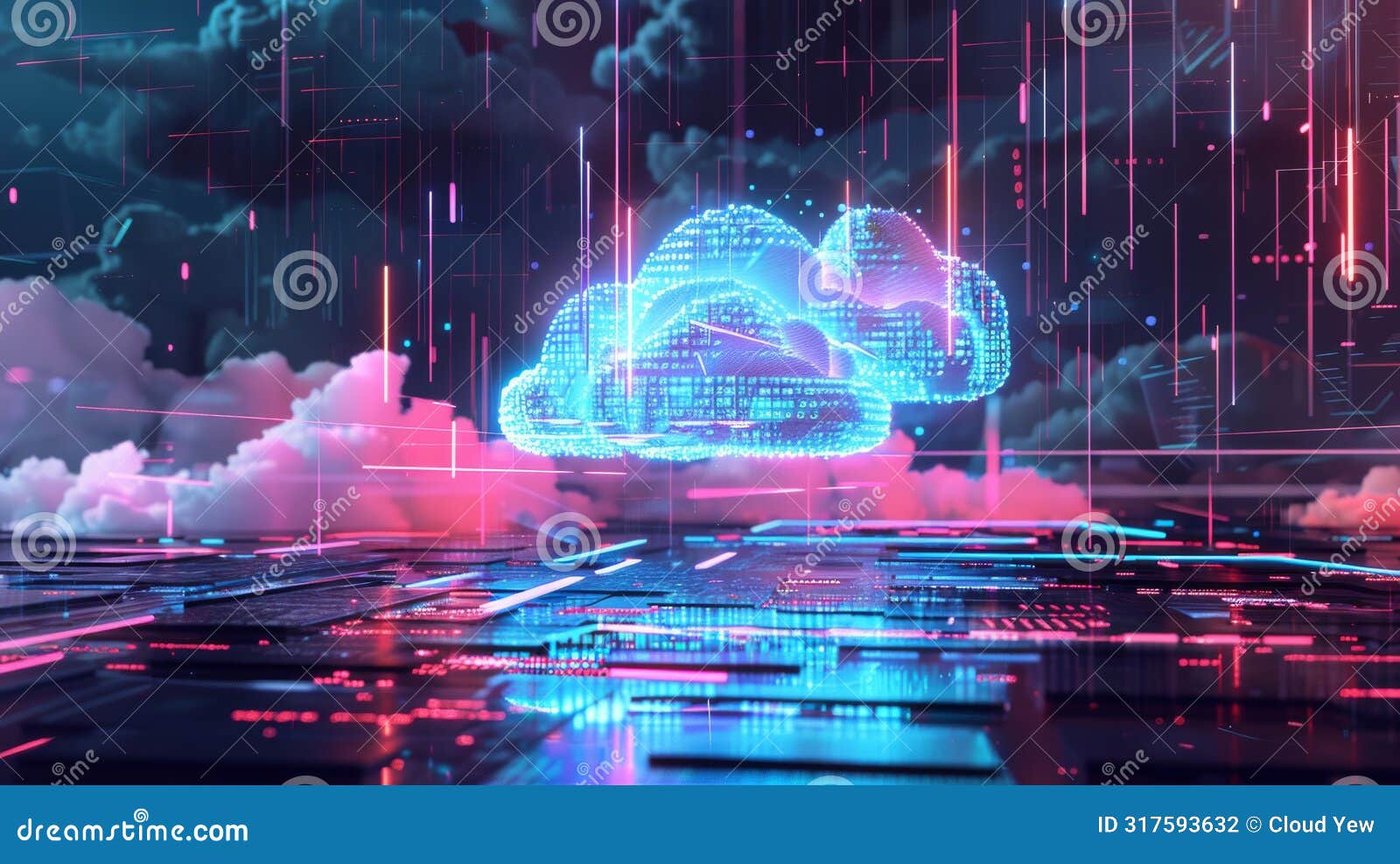 Poster Layout with Attention-grabbing Cloud Database Concept Stock ...