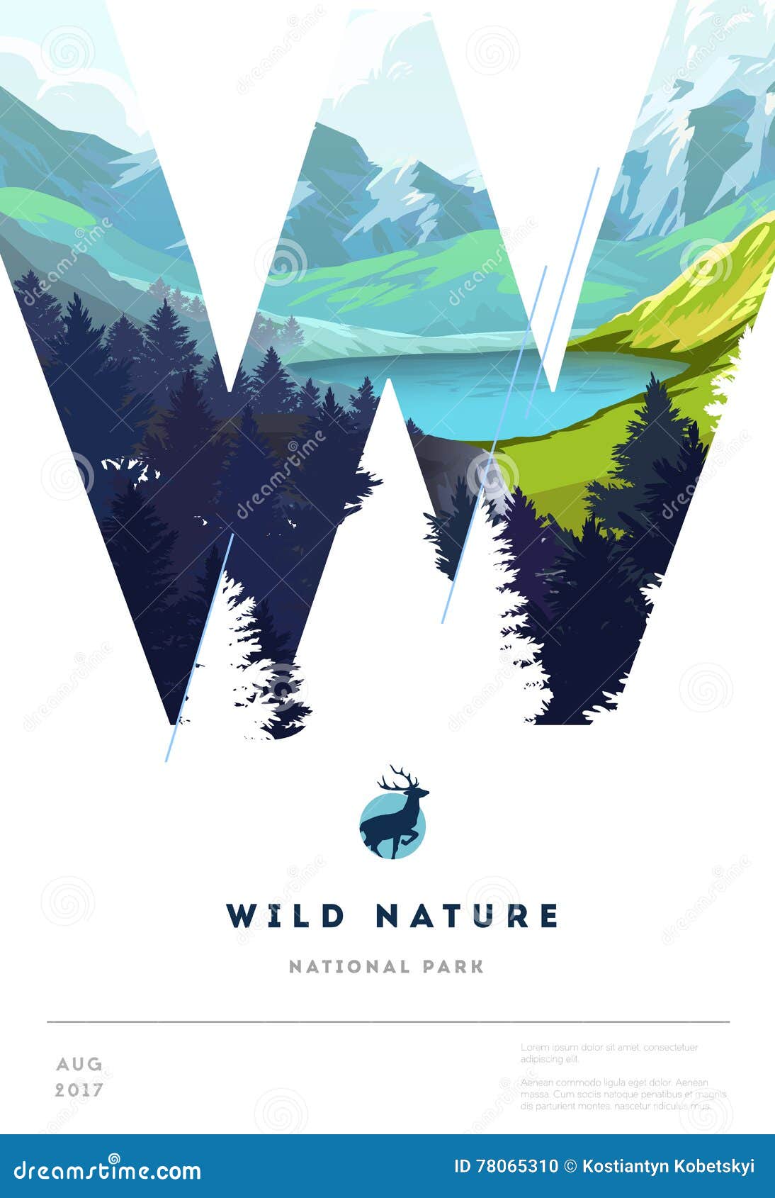 Poster Layout Template With Nature Landscape Background Stock Vector ...