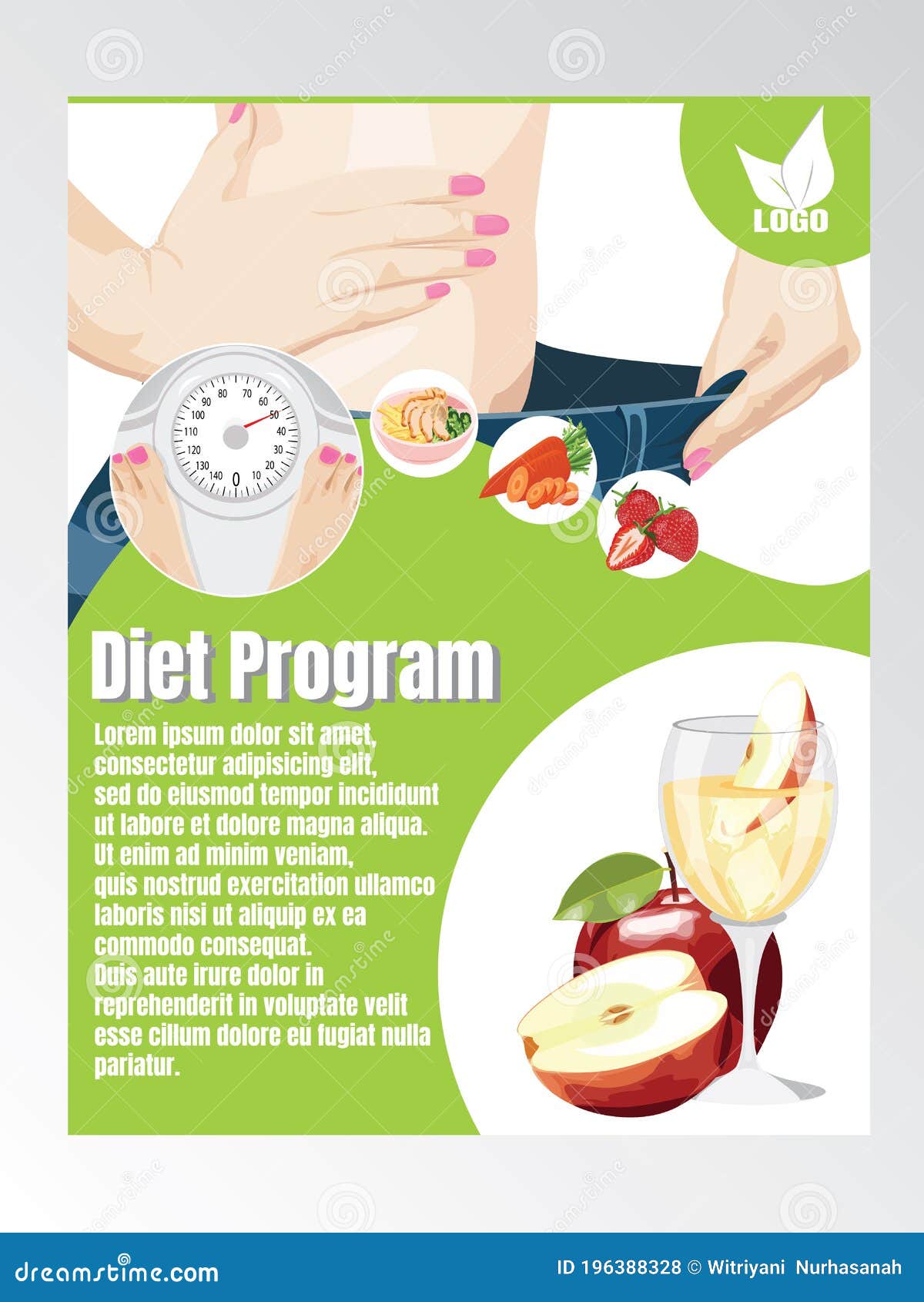 Poster Leaflet Brochure Diet Program Template Design. Abstract Flat ...