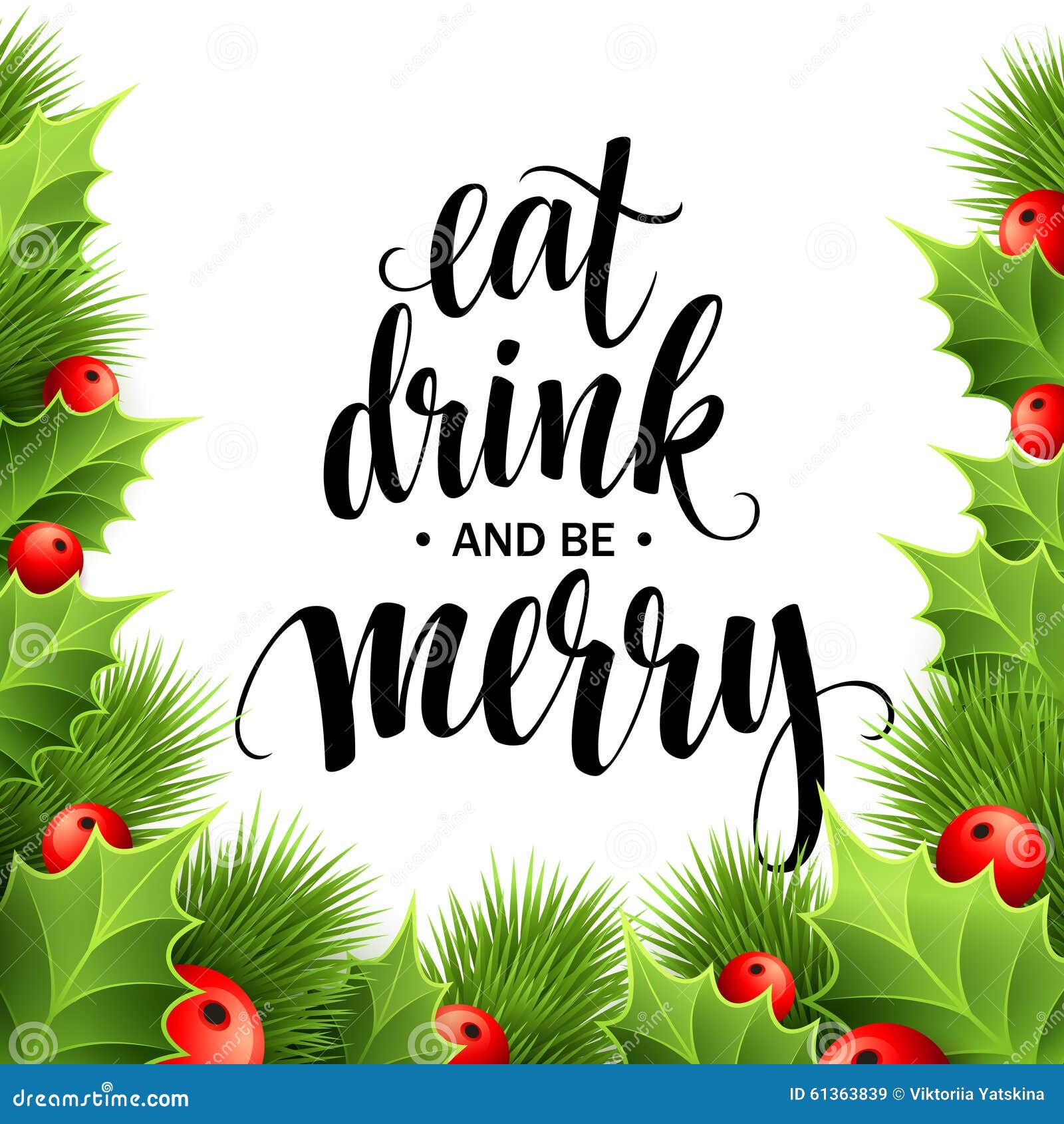 Poster Lettering Eat Drink and Be Merry. Stock Vector - Illustration of ...