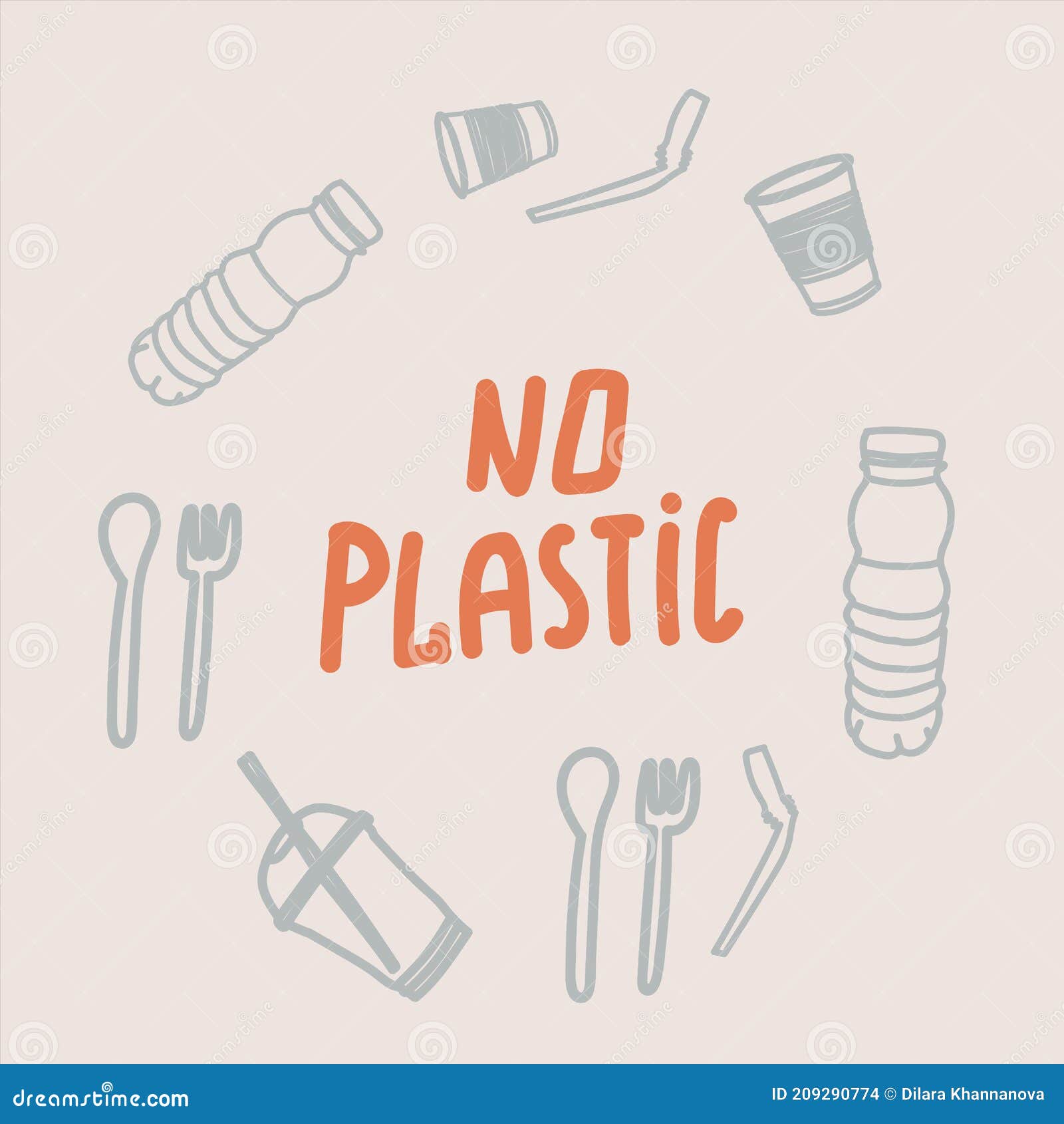 Poster Lettering without Plastic. Concept Illustration of Life without ...