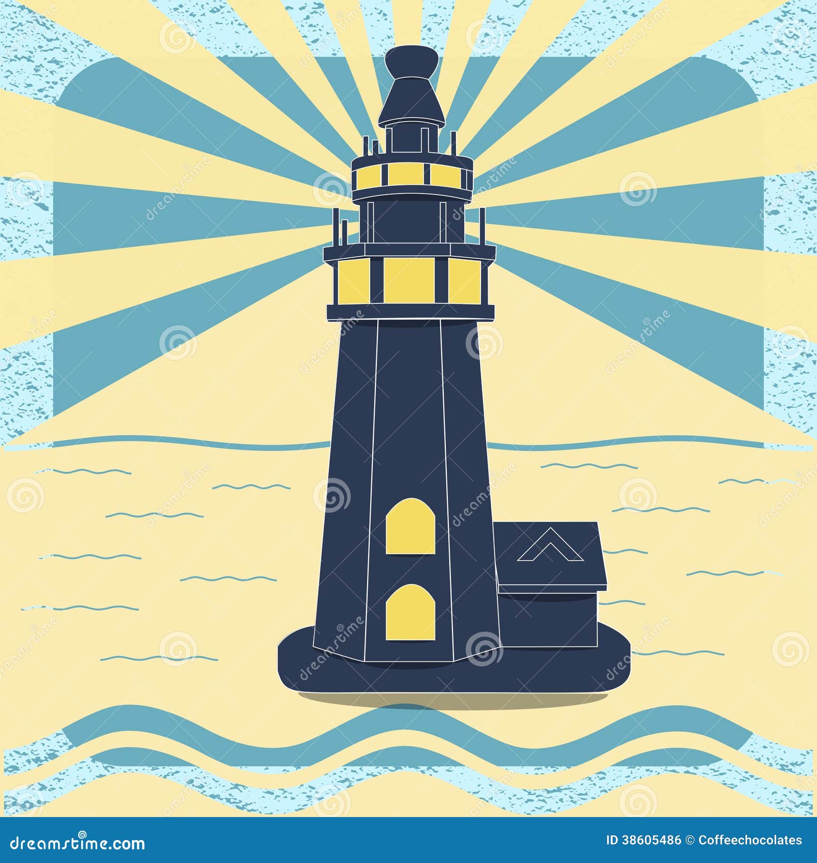 Poster with the Lighthouse in Vintage Style Vector Stock Vector ...