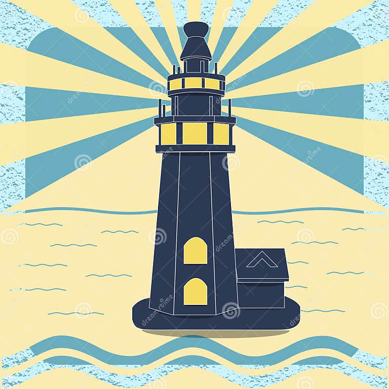 Poster with the Lighthouse in Vintage Style Vector Stock Vector ...