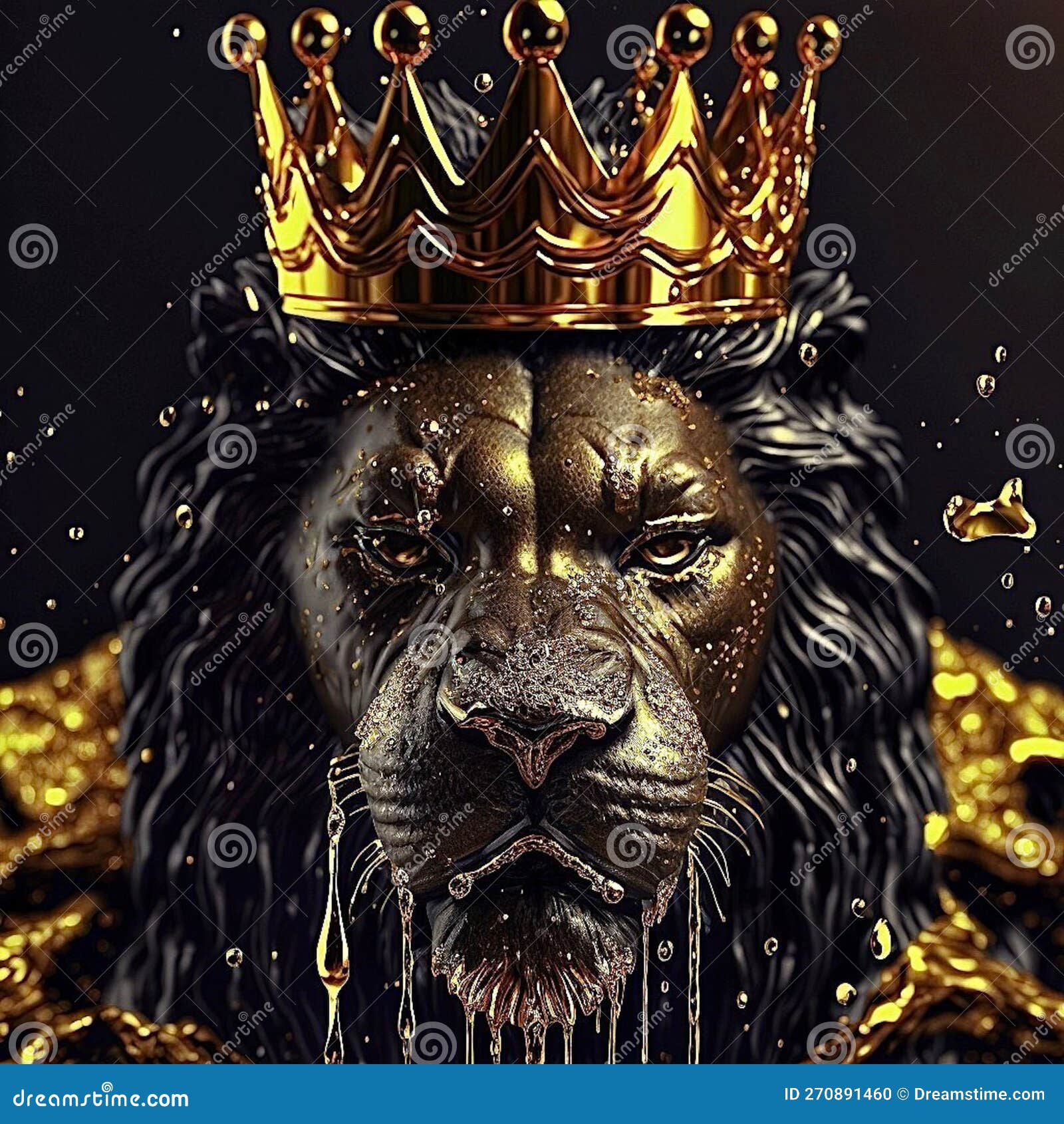 A Poster of a Lion with a Crown on it Stock Photo - Image of statue ...