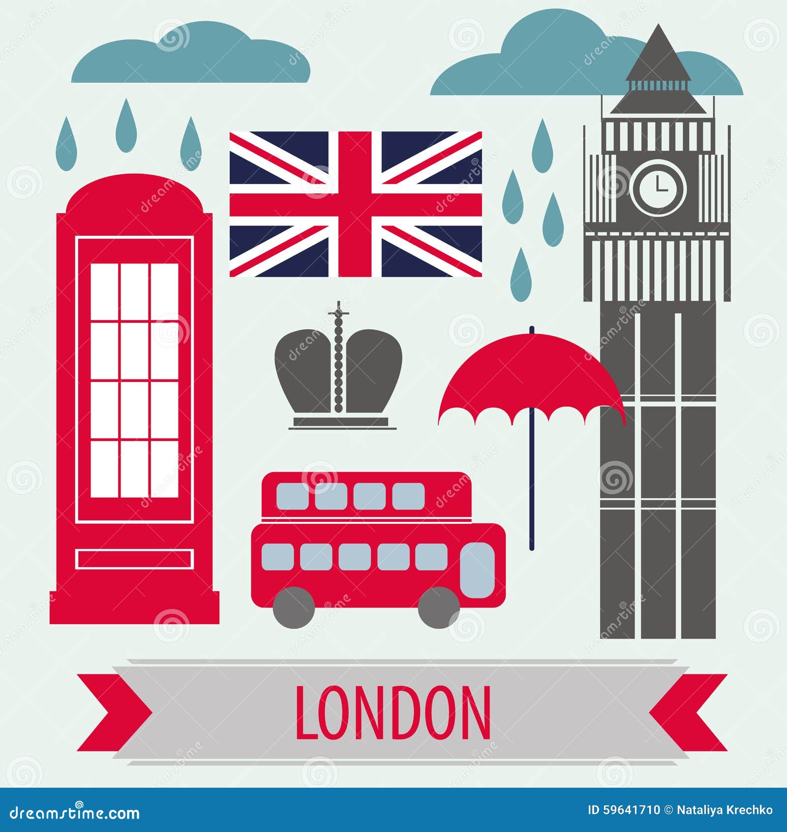 Poster with London Symbols and Landmarks Stock Vector - Illustration of ...