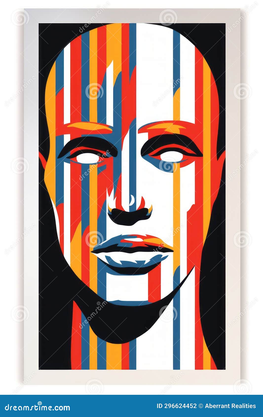 A Poster of a Mans Face with Colorful Stripes Stock Illustration ...
