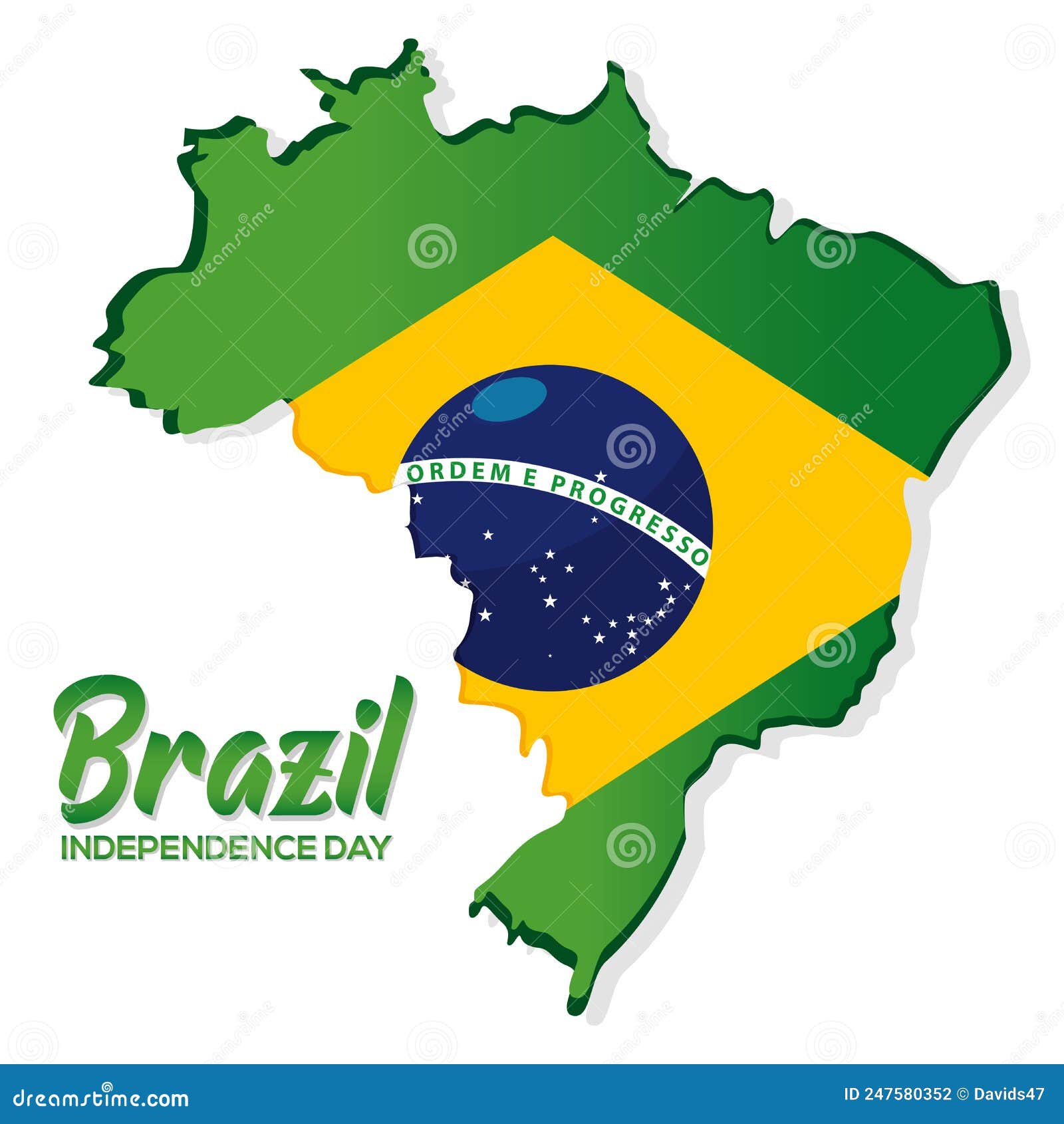 Poster Map Flag Brazil Independence Vector Illustration Stock Vector ...
