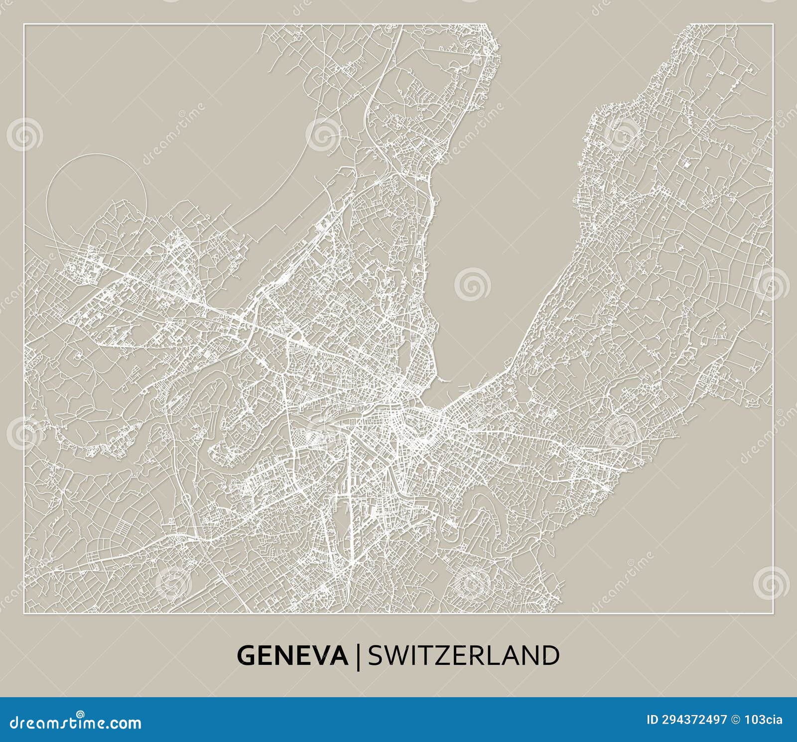 Geneva (Switzerland) Street Map Outline for Poster, Paper Cutting ...