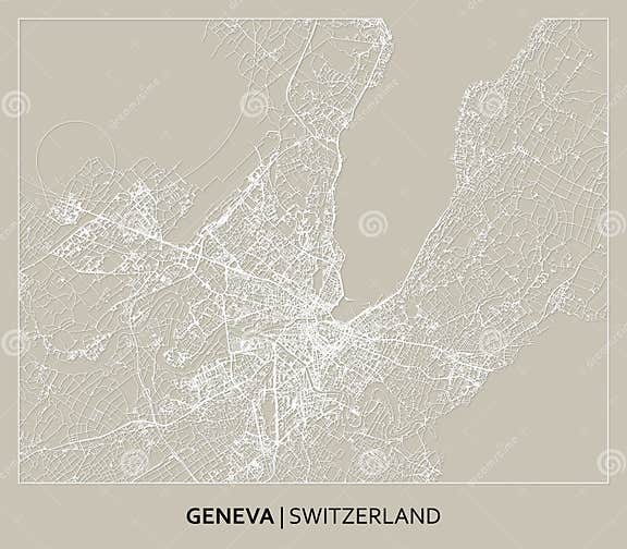 Geneva (Switzerland) Street Map Outline for Poster, Paper Cutting ...