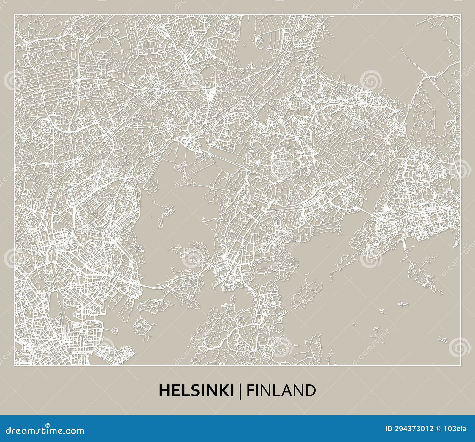 Helsinki (Uusimaa, Finland) Street Map Outline for Poster, Paper ...