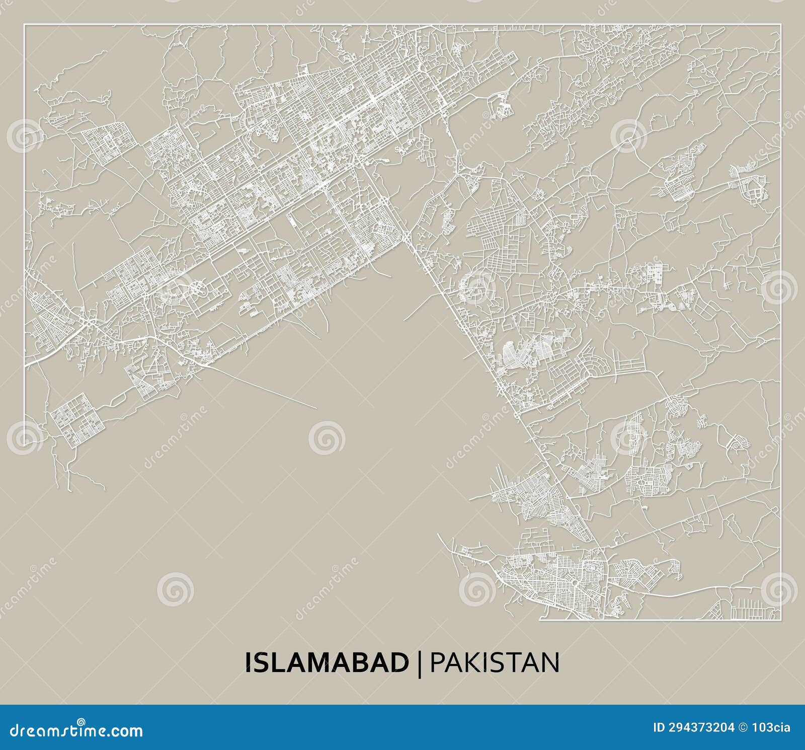 Islamabad (Pakistan) Street Map Outline for Poster, Paper Cutting ...
