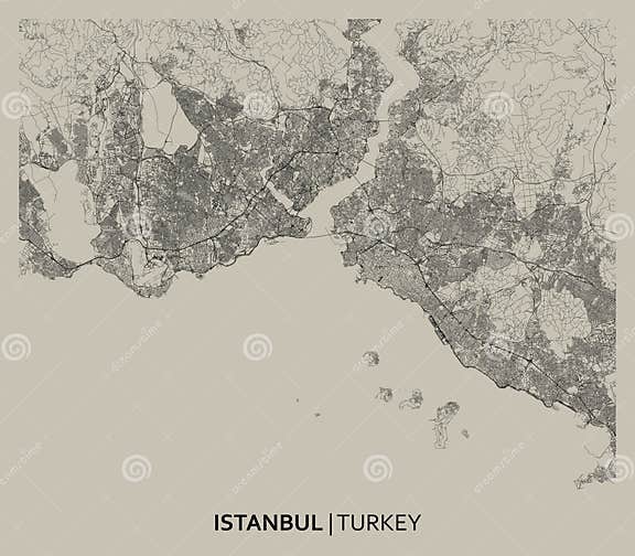 Istanbul (Marmara, Turkey) Street Map Outline for Poster. Stock Vector ...