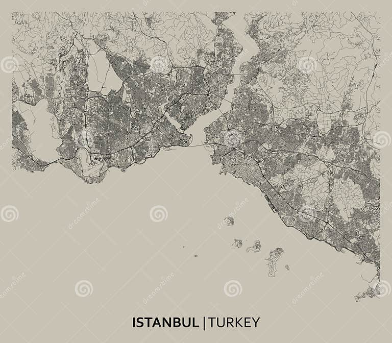 Istanbul (Marmara, Turkey) Street Map Outline for Poster. Stock Vector ...