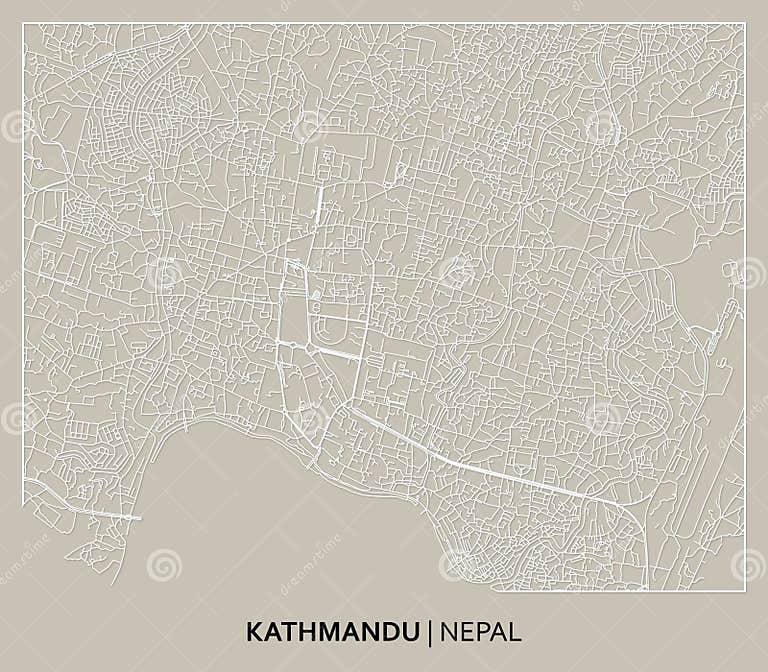 Kathmandu (Bagmati, Nepal) Street Map Outline for Poster, Paper Cutting ...