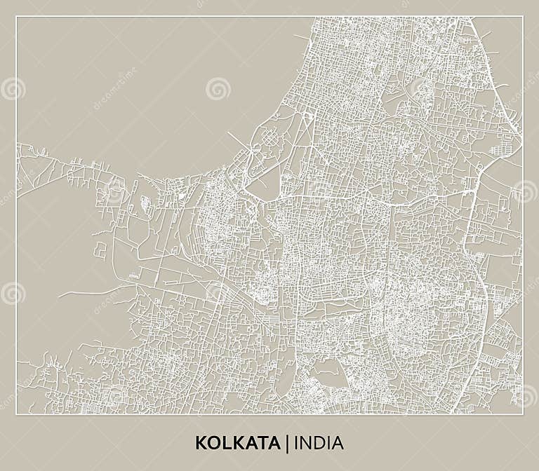 Kolkata (West Bengal, India) Street Map Outline for Poster, Paper ...