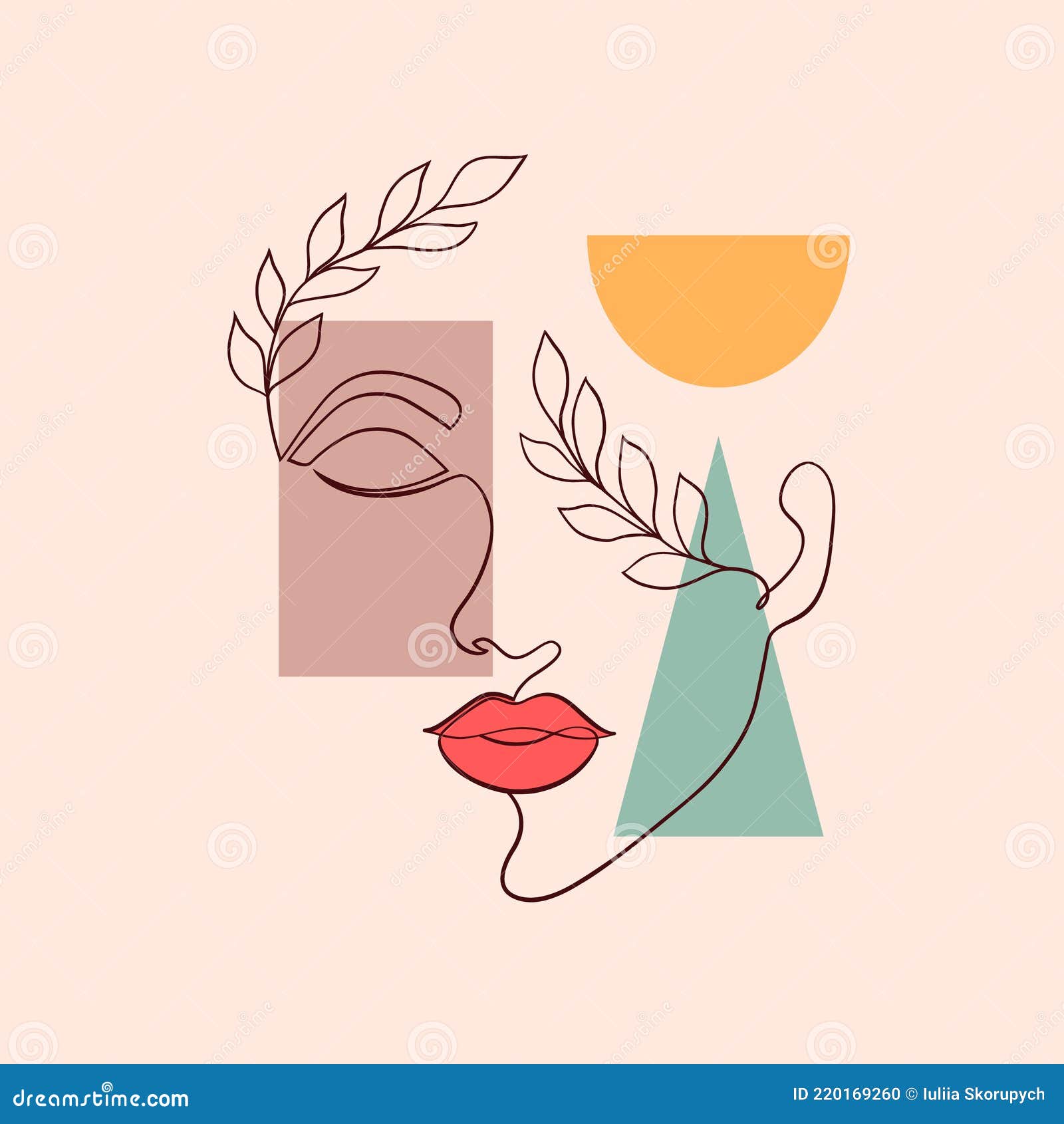 Poster With Minimal Woman Face Stock Vector Illustration Of Closed