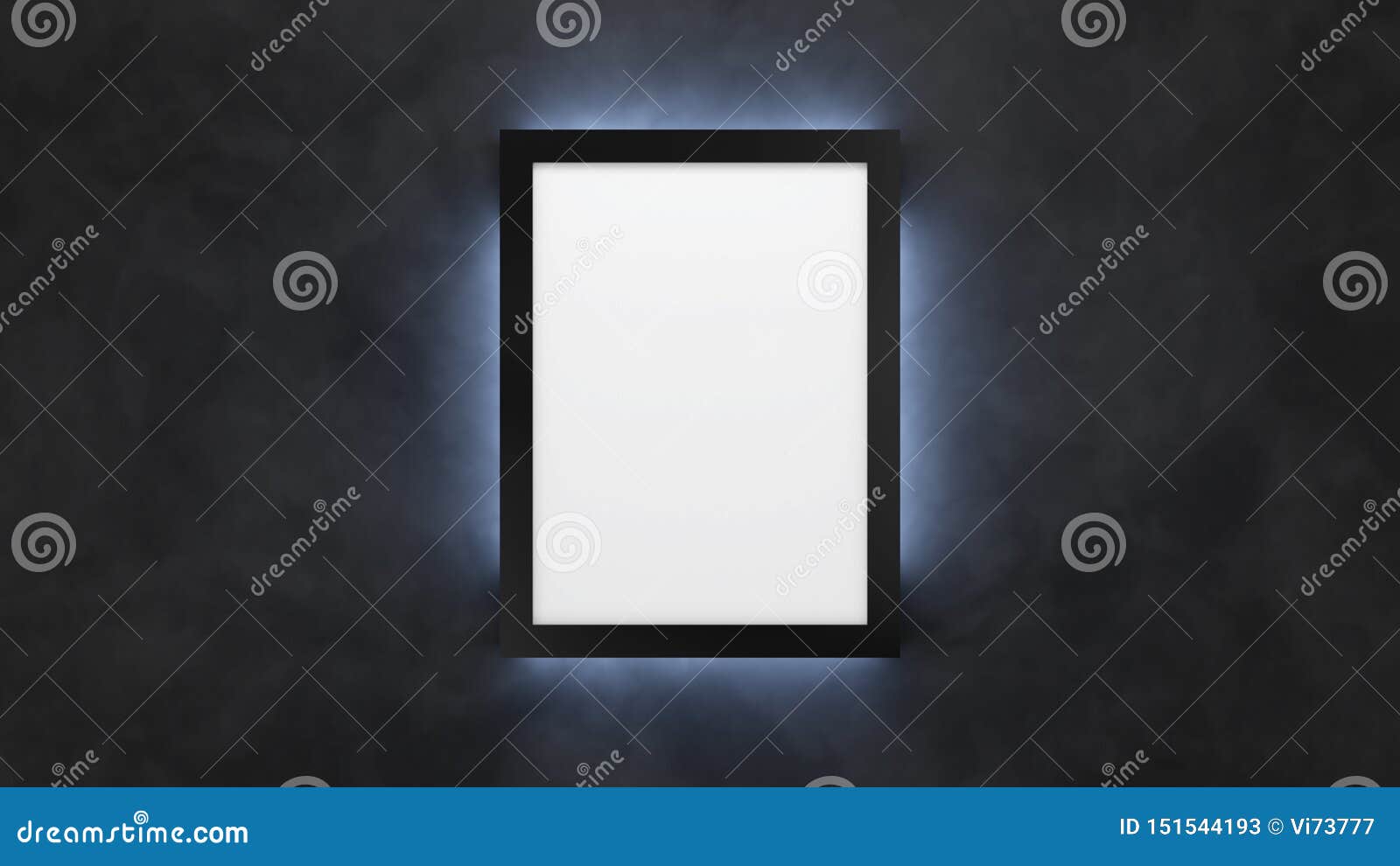 Poster Mockup on the Black Wall with Backlight. 3d Render Lightbox ...