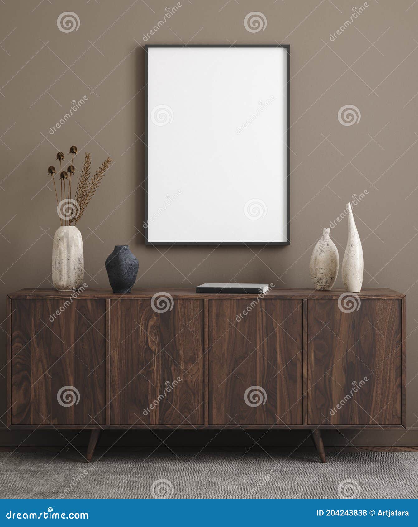 Poster Mockup in Modern Interior Background Stock Illustration ...