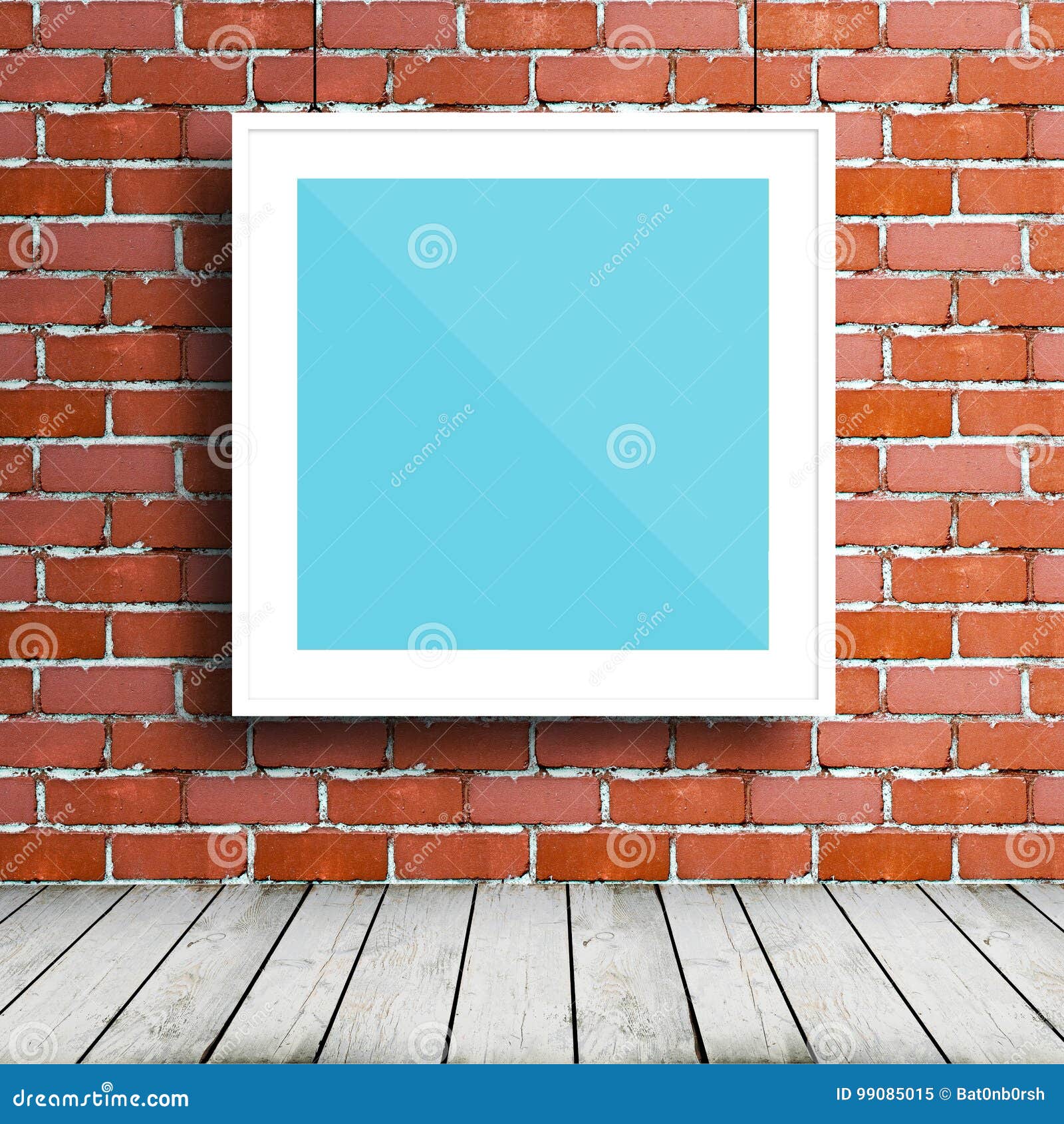 Poster Mockup Template with Frame in Brick Room Stock Image - Image of ...