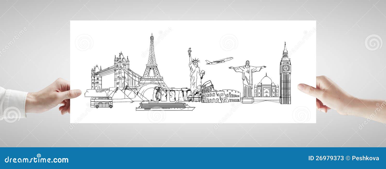 Poster with monuments stock image. Image of caucasian - 26979373