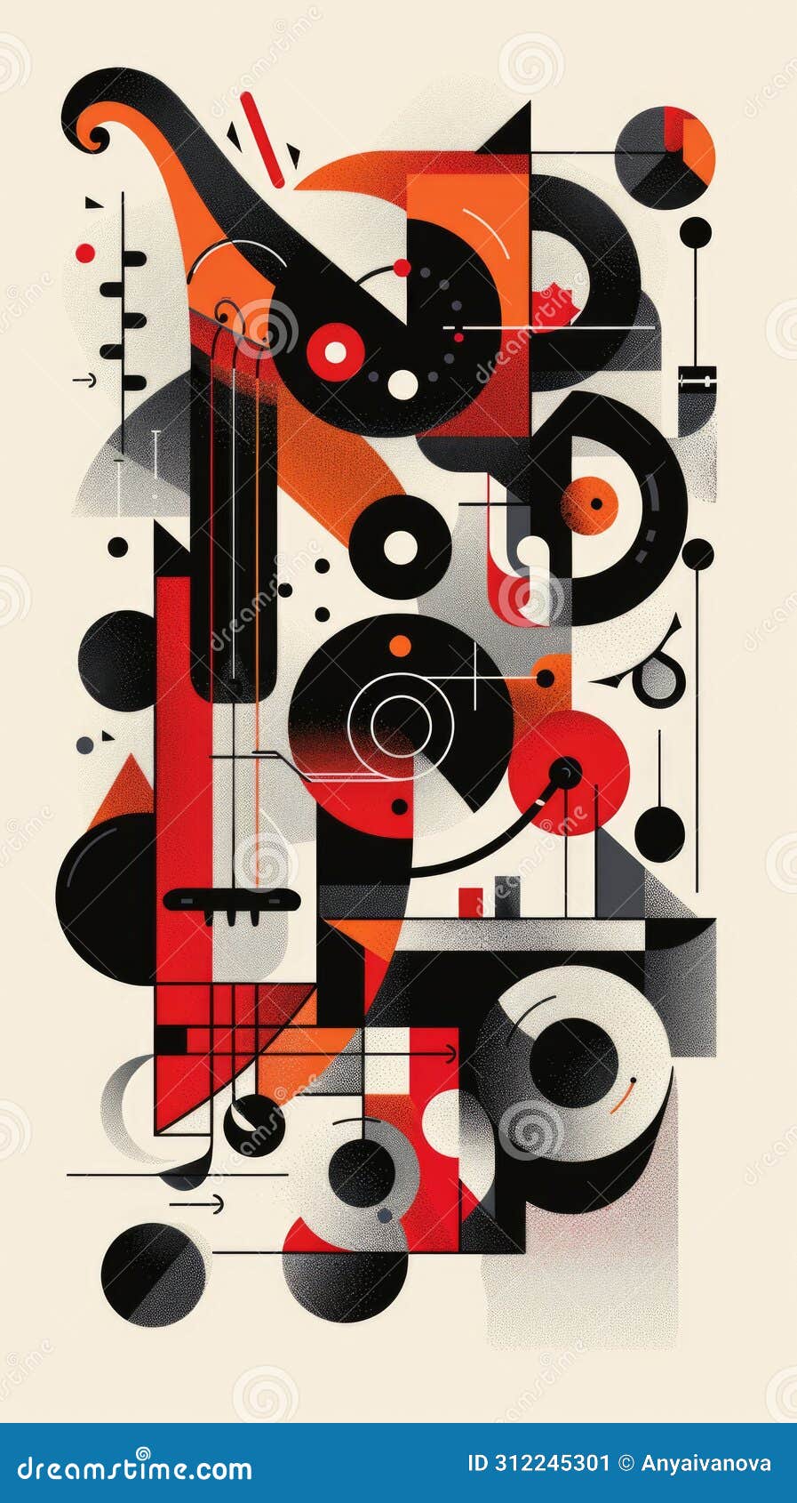 A Poster of a Musical Instrument and Musical Notes Stock Image - Image ...