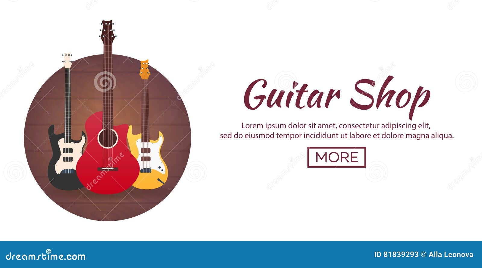 Poster with Musical Instruments. Guitar Shop. Flat Design. Stock ...