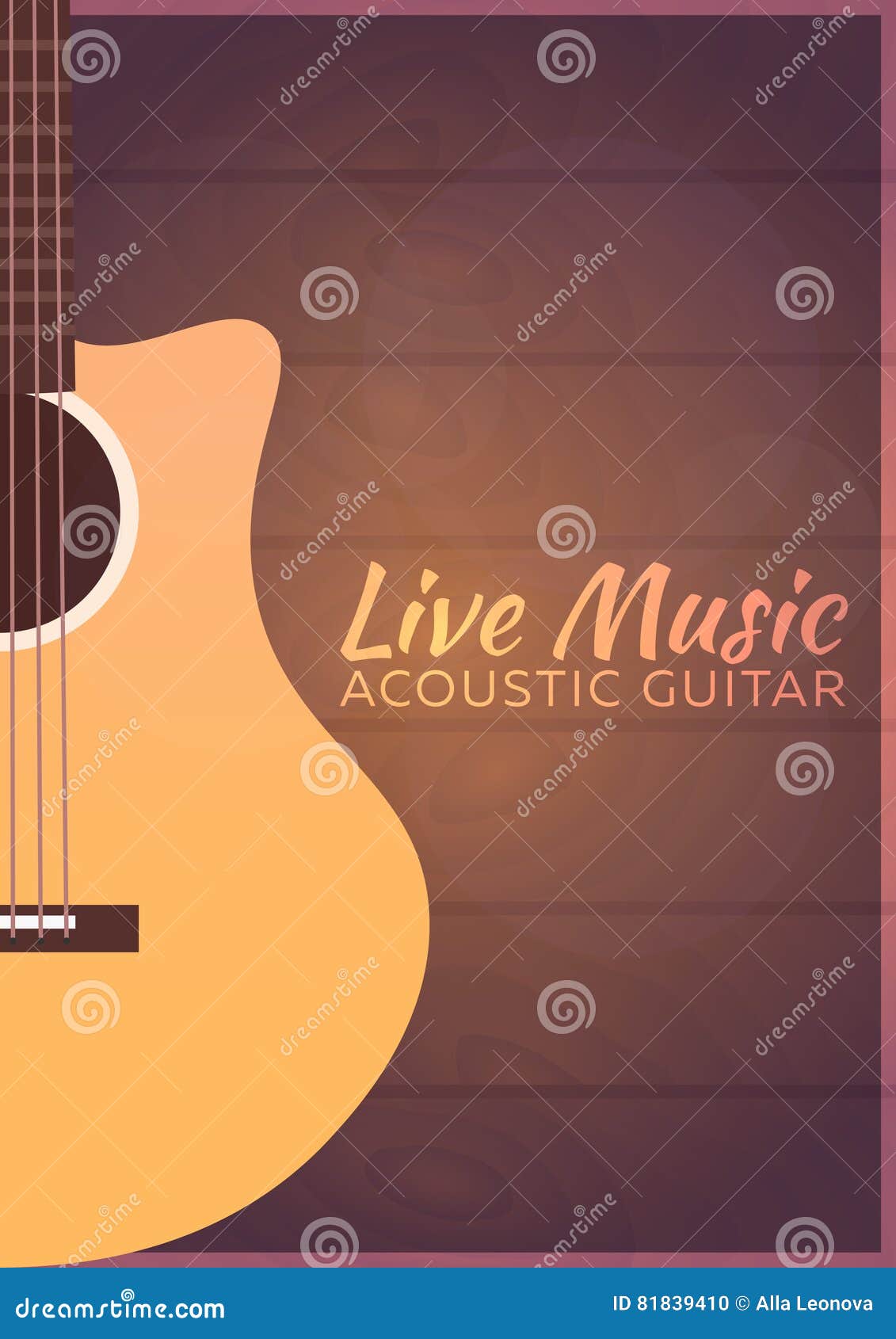 Poster with Musical Instruments. Live Music. Guitar. Flat Design. Stock ...