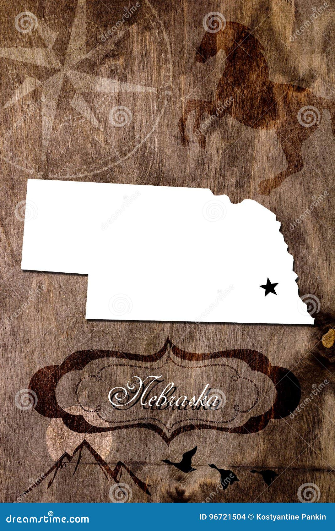 Poster Nebraska State Map Outline Stock Illustration - Illustration of ...