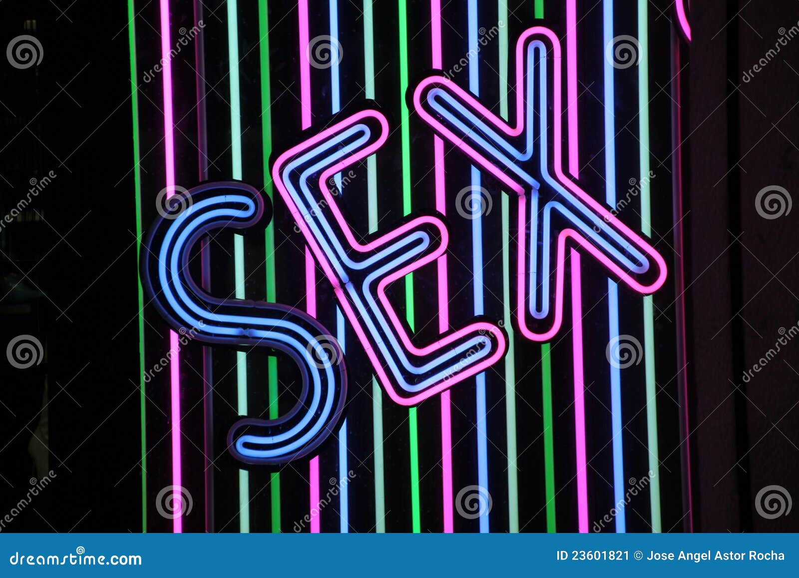 Poster Of Neon With The Word Sex In Colors Stock Image Image Of Front