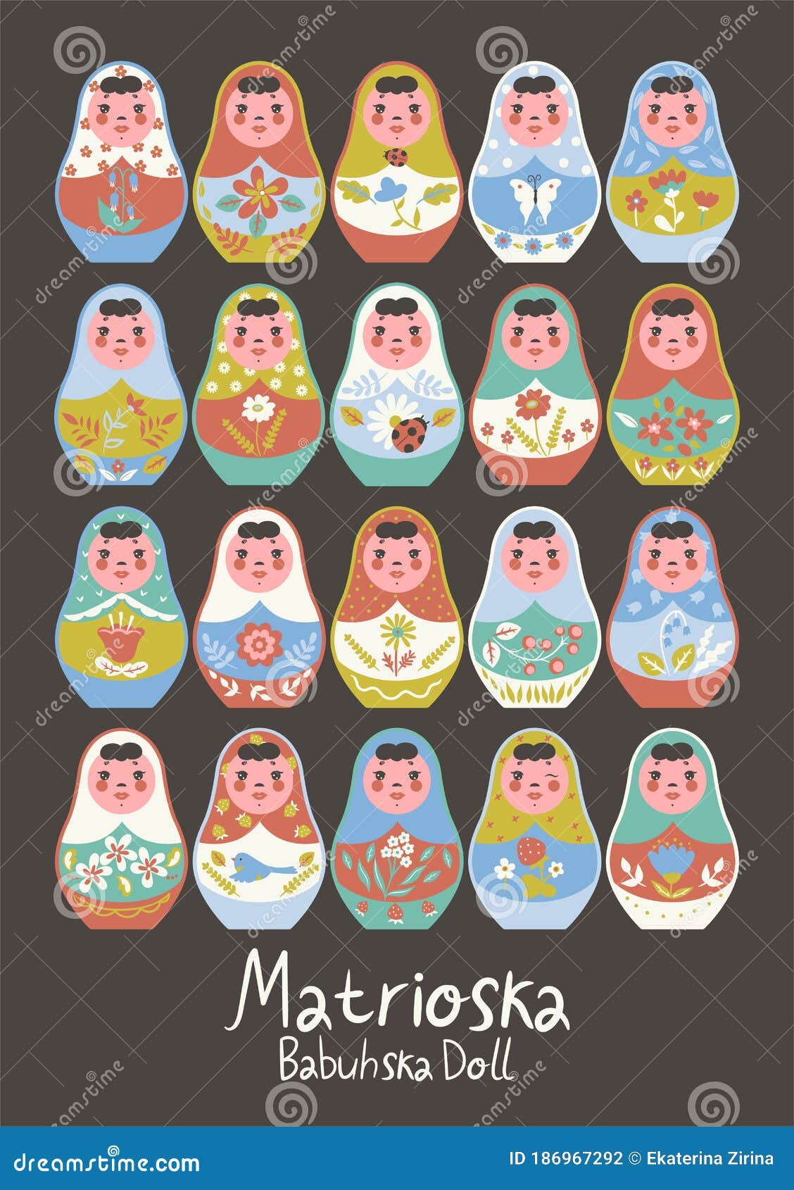 Poster with Nesting Dolls. Matryoshka Set. Vector Graphics Stock ...