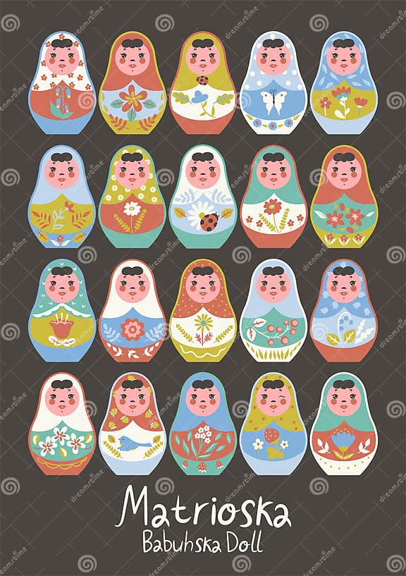 Poster with Nesting Dolls. Matryoshka Set. Vector Graphics Stock ...