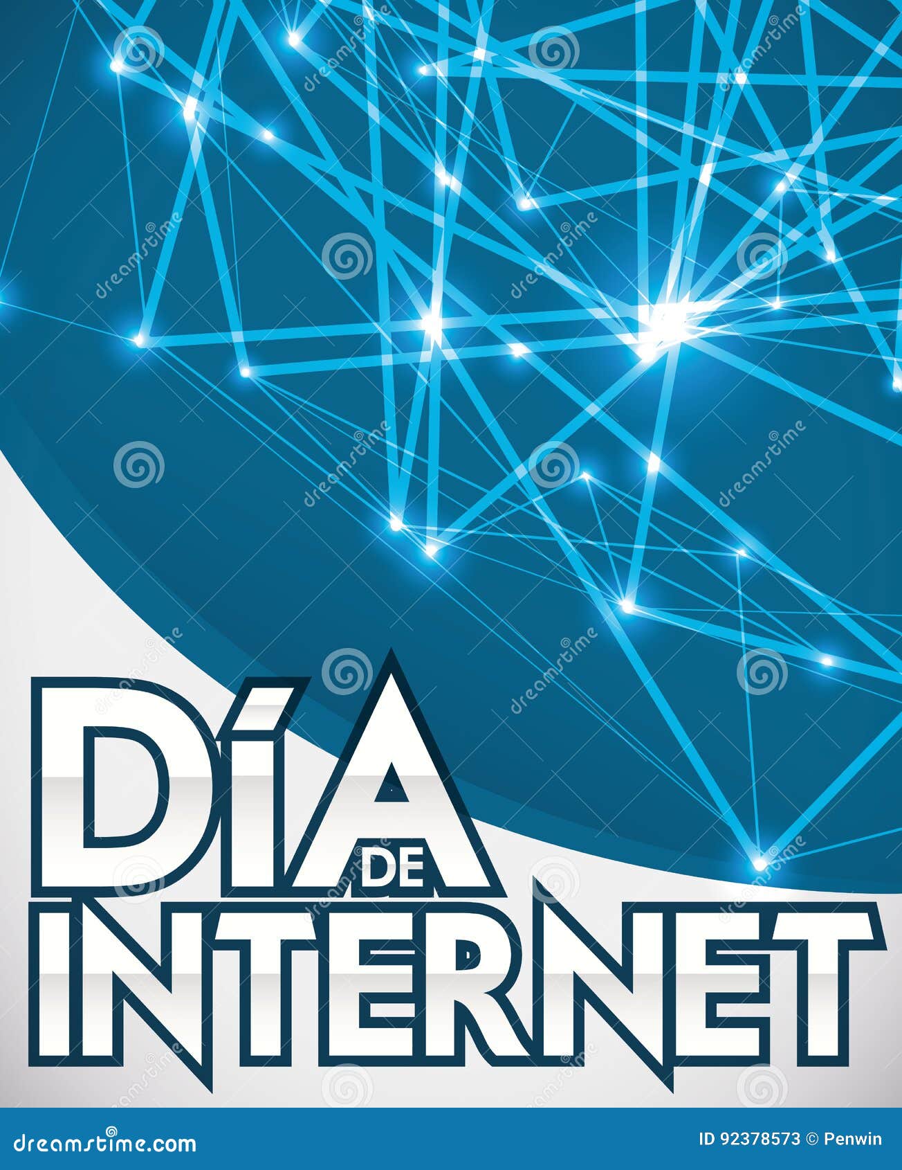 Poster with Network Connections for Internet Day in Spanish, Vector ...
