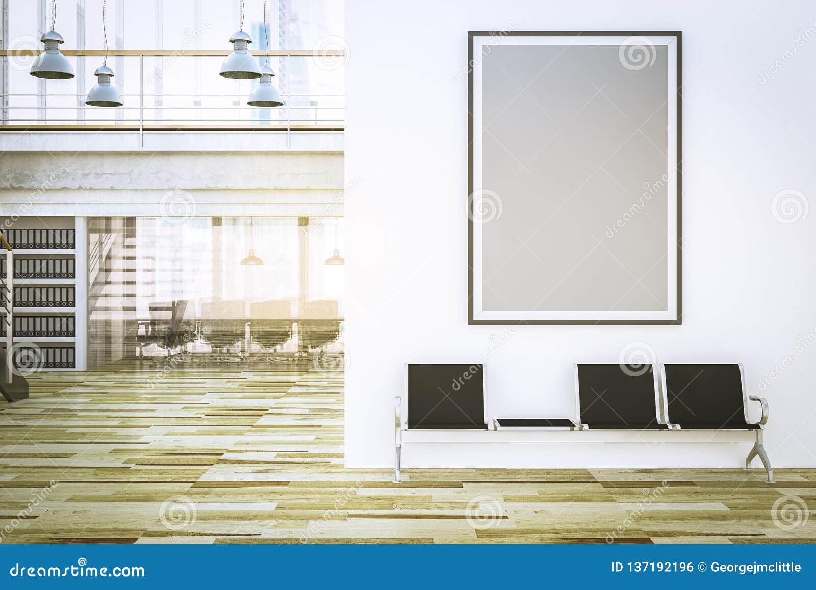 Poster at office reception stock photo. Image of wall - 137192196