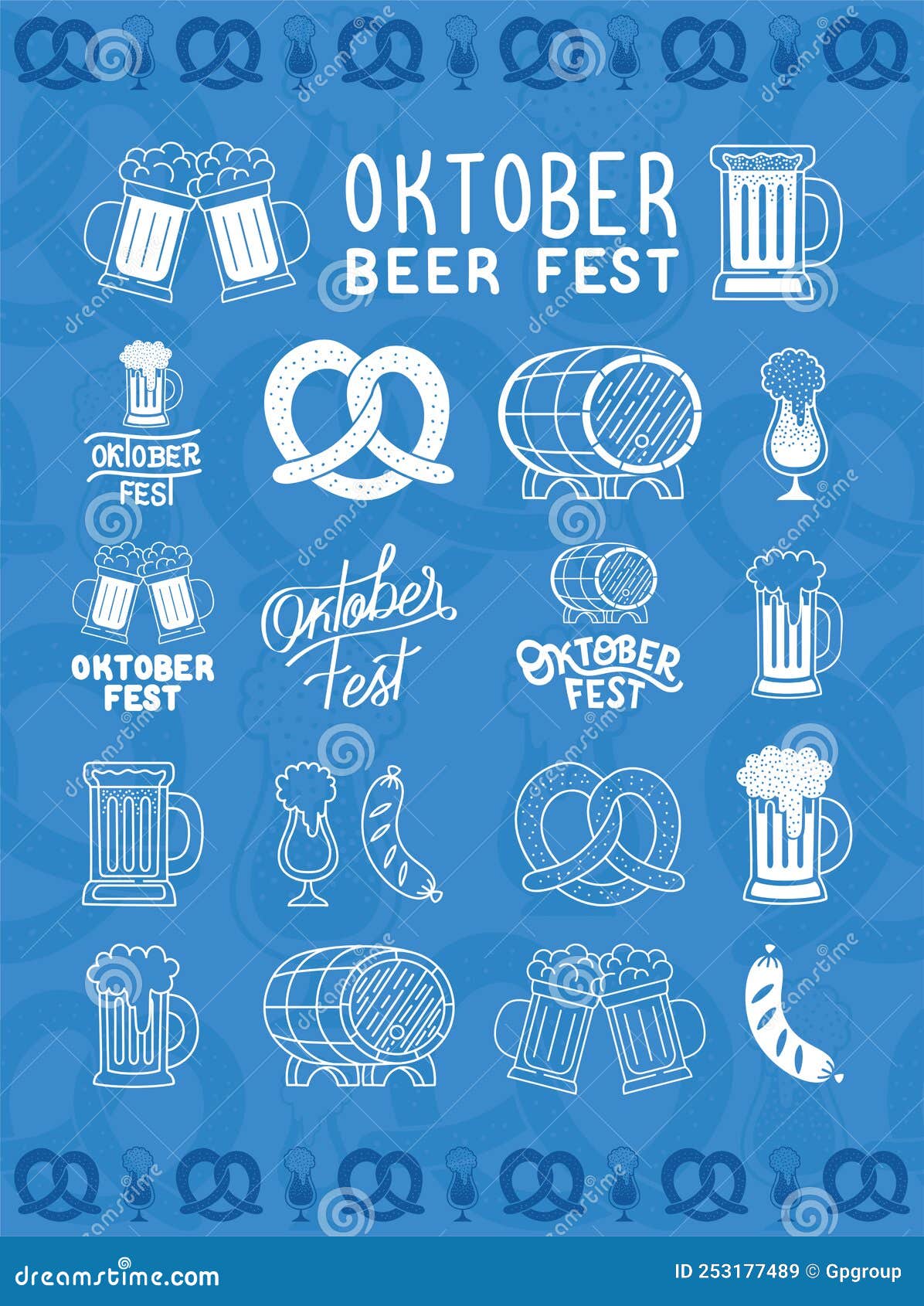 Oktoberfest items set stock vector. Illustration of german - 253177489